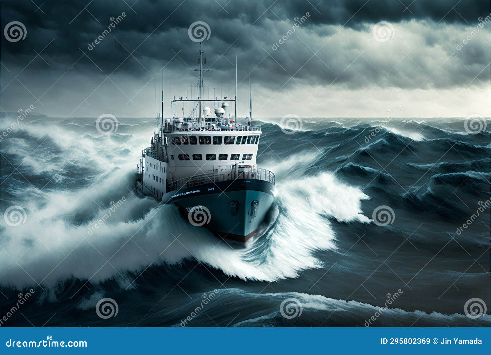Fishing Boat in Stormy Sea. 3d Render Illustration Stock Illustration ...
