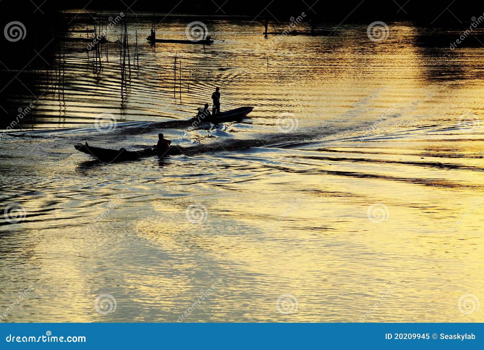 Fishing Boat at Sunset stock image. Image of autumn, morning - 20209945