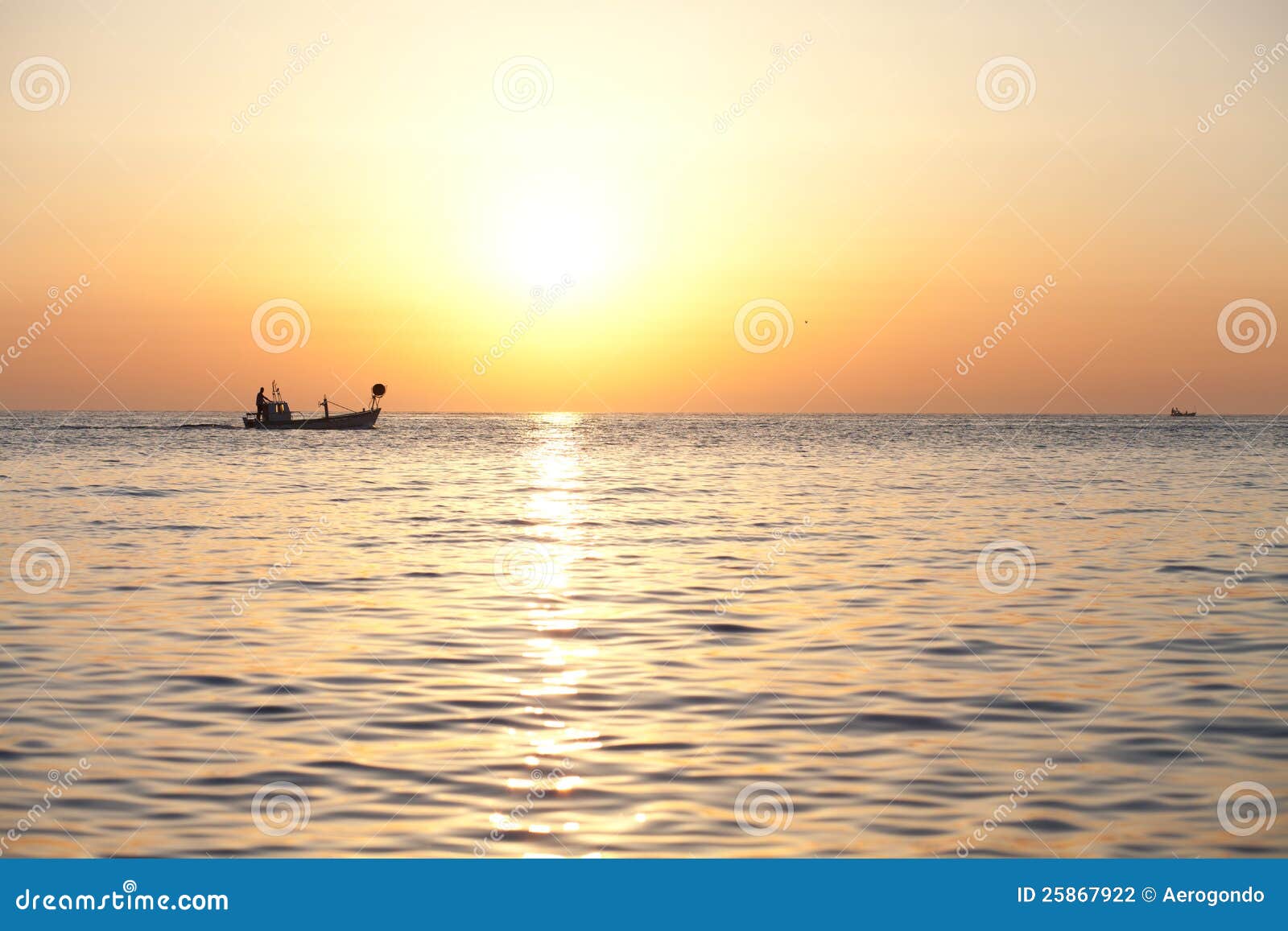 Fishing boat in sunset stock photo. Image of seascape - 25867922