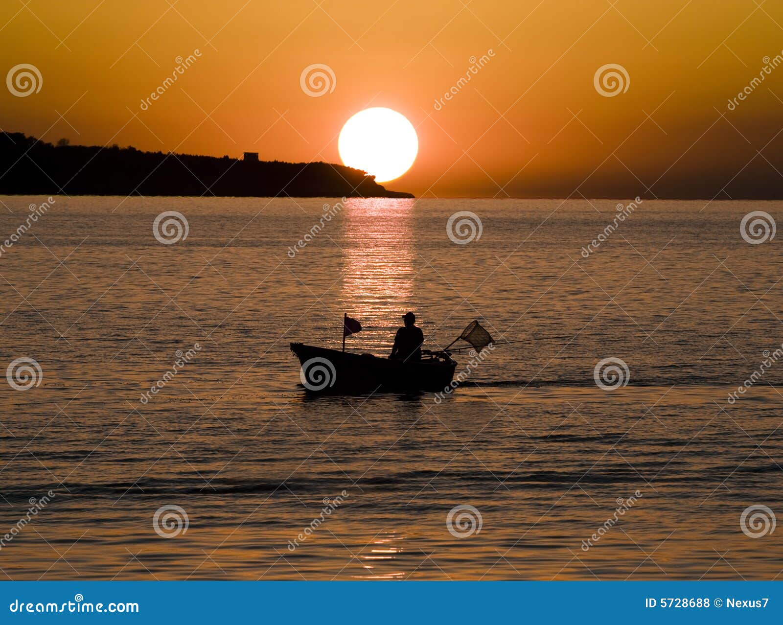 Fishing boat at sunset stock photo. Image of fish, fisherman - 5728688