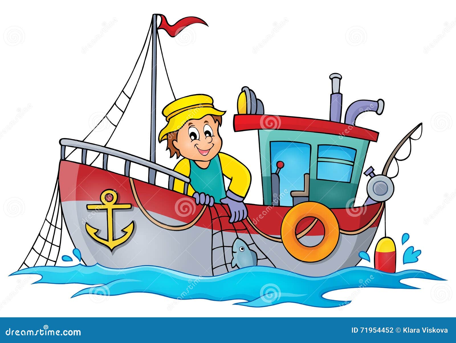 Fishing boat theme image 1 stock vector. Image of fish - 71954452