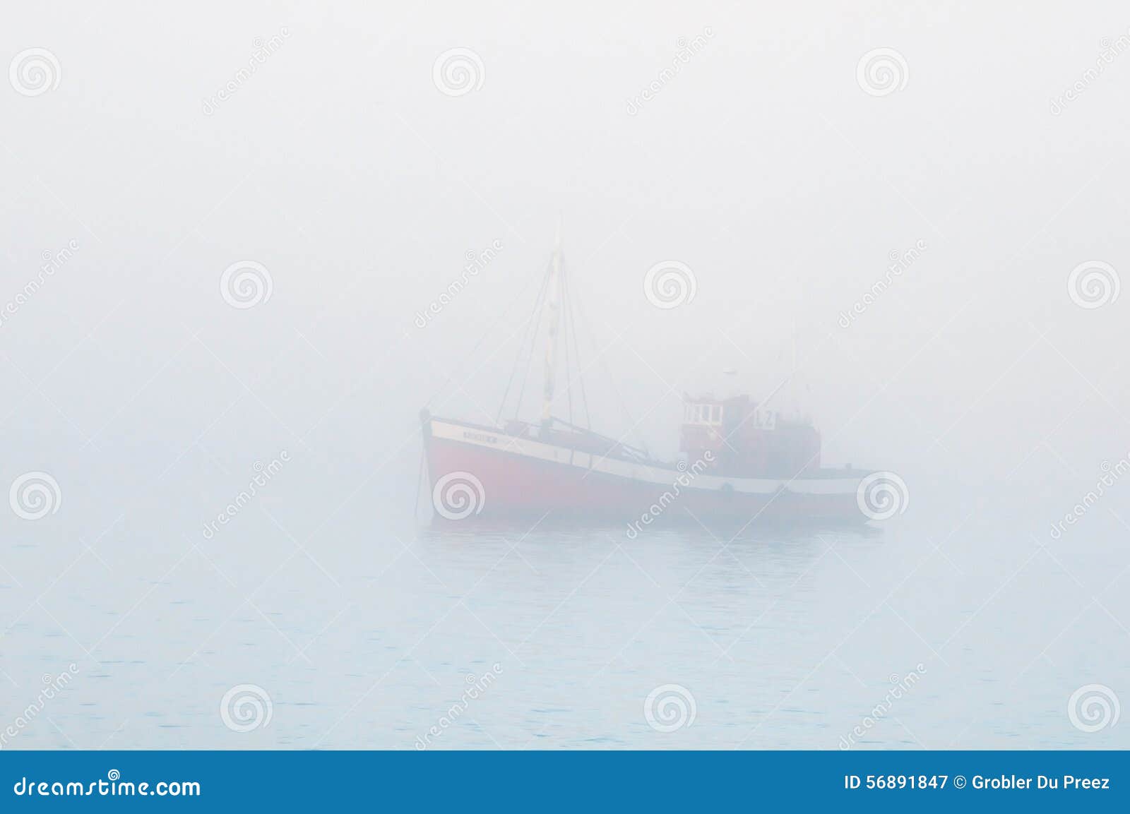 Fishing boat in thick mist editorial photography. Image of thick - 56891847