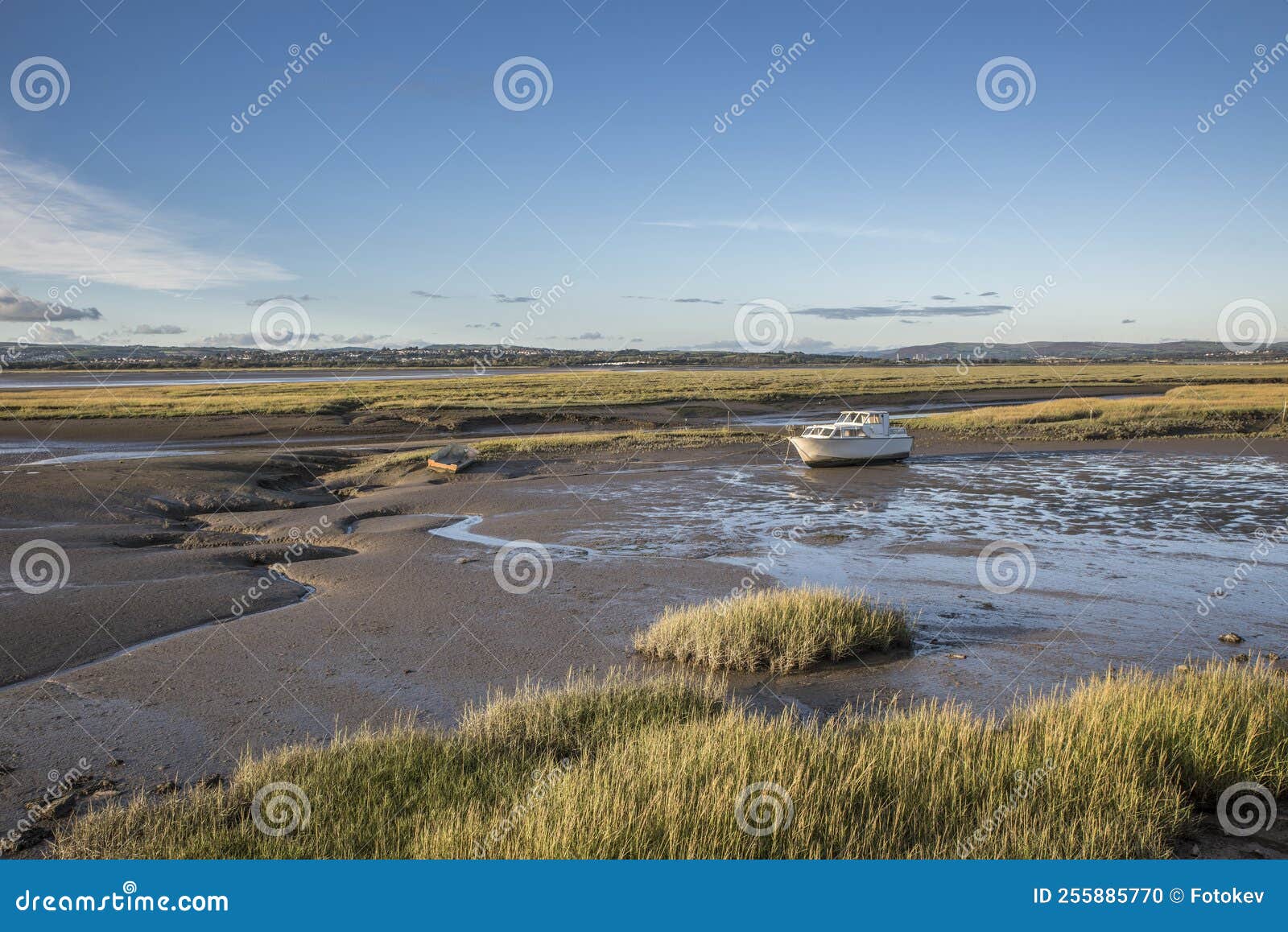 Fishing Boat in Welsh Village Stock Photo - Image of ways, aground ...