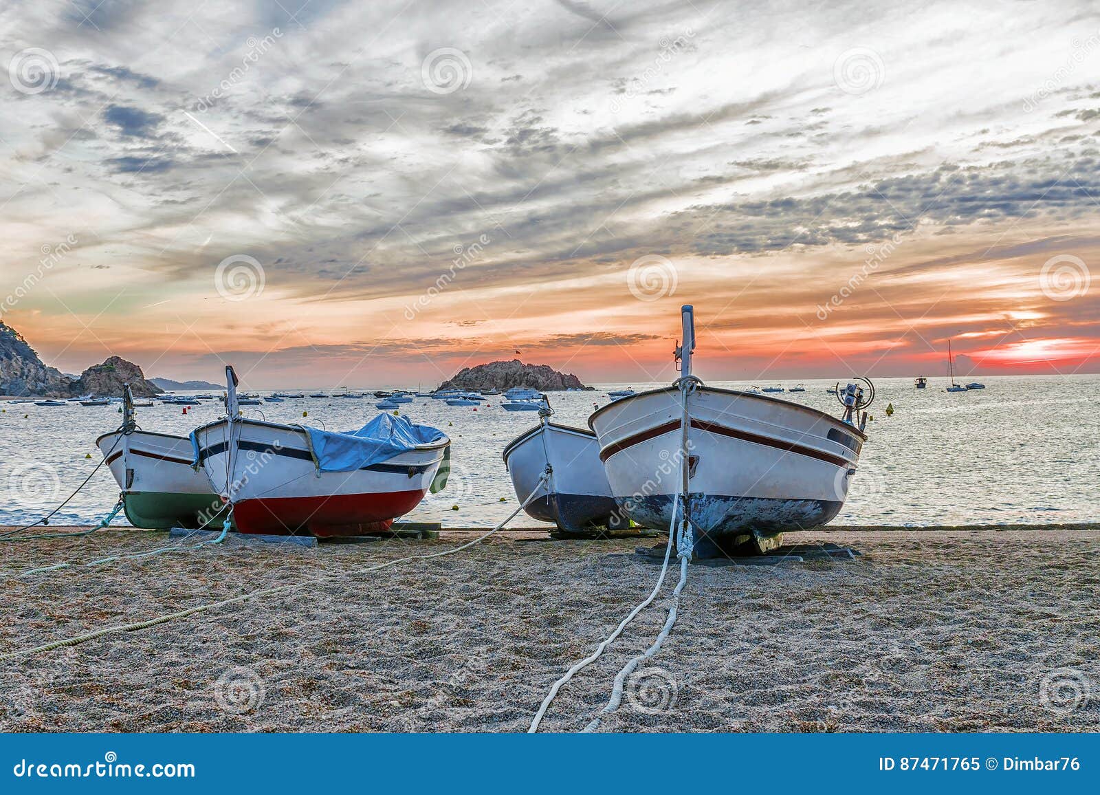 Fishing Boats on the Beach in Tossa De Mar, Spain Stock Image - Image ...