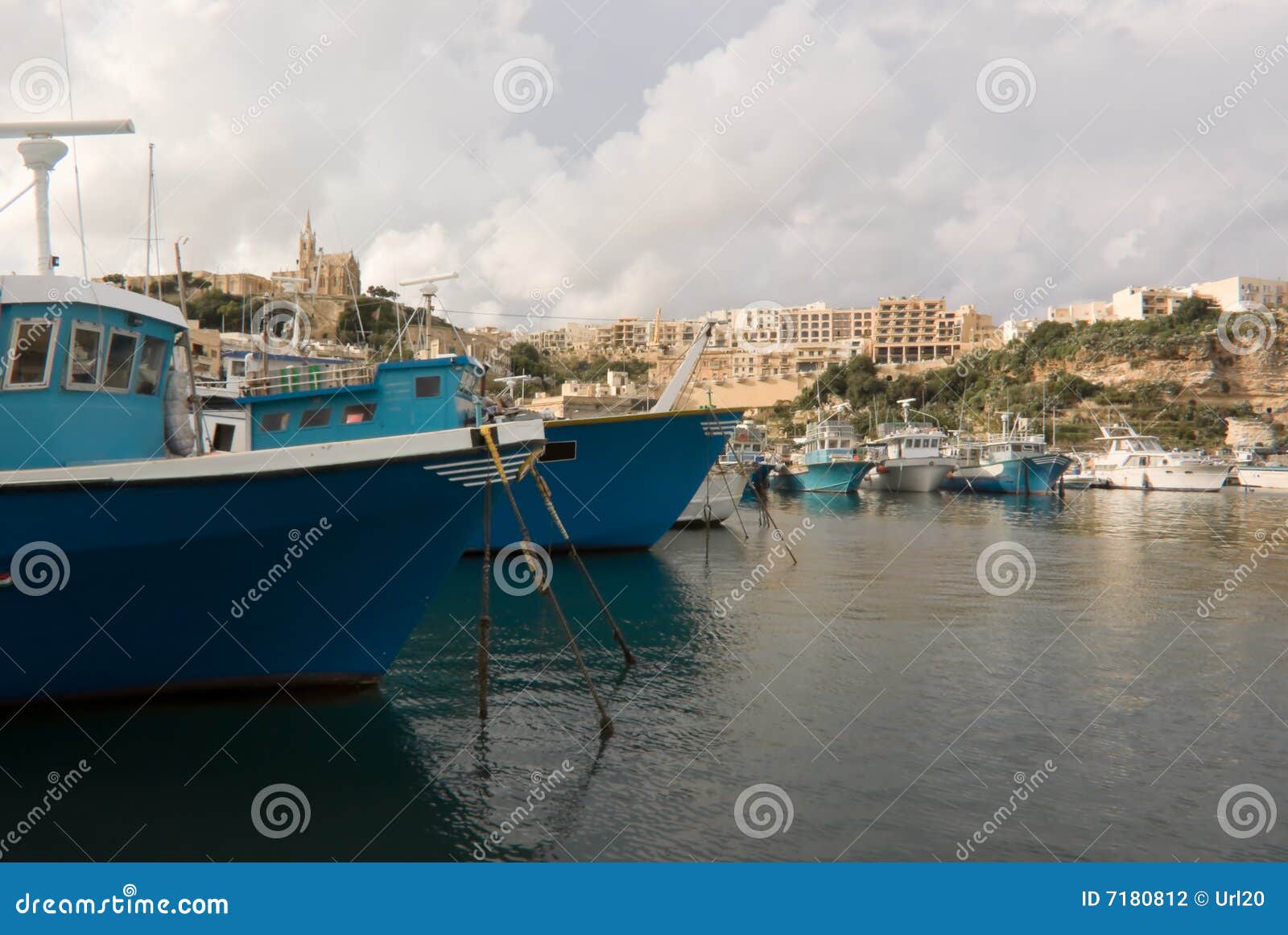 Fishing Boats on Gozo stock photo. Image of shipping, hilltop - 7180812