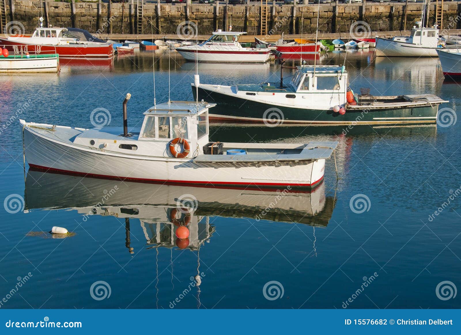 Fishing boats in harbor stock photo. Image of transportation - 15576682