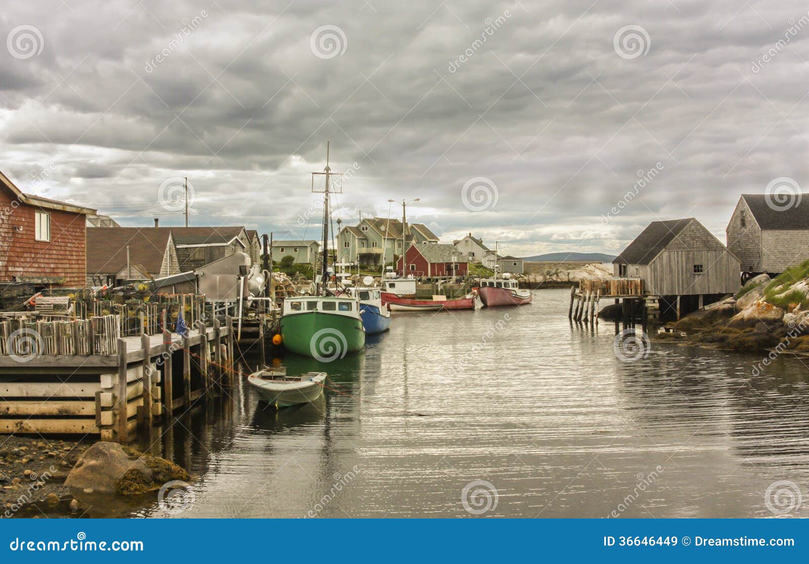 Fishing Boats in Harbor stock image. Image of cove, landscape - 36646449