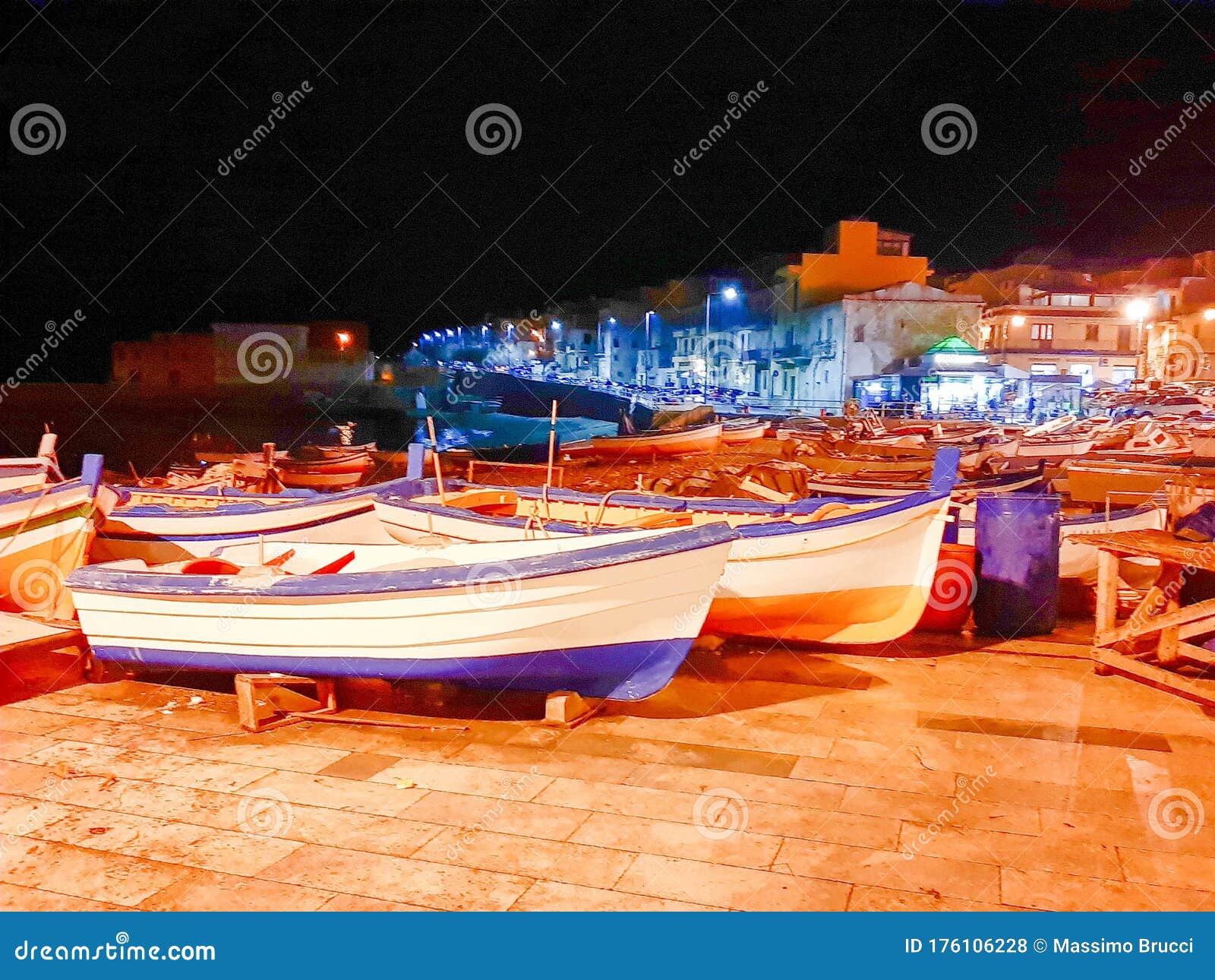 Fishing Boats in Harbor at Night Stock Photo - Image of boats, cruise ...