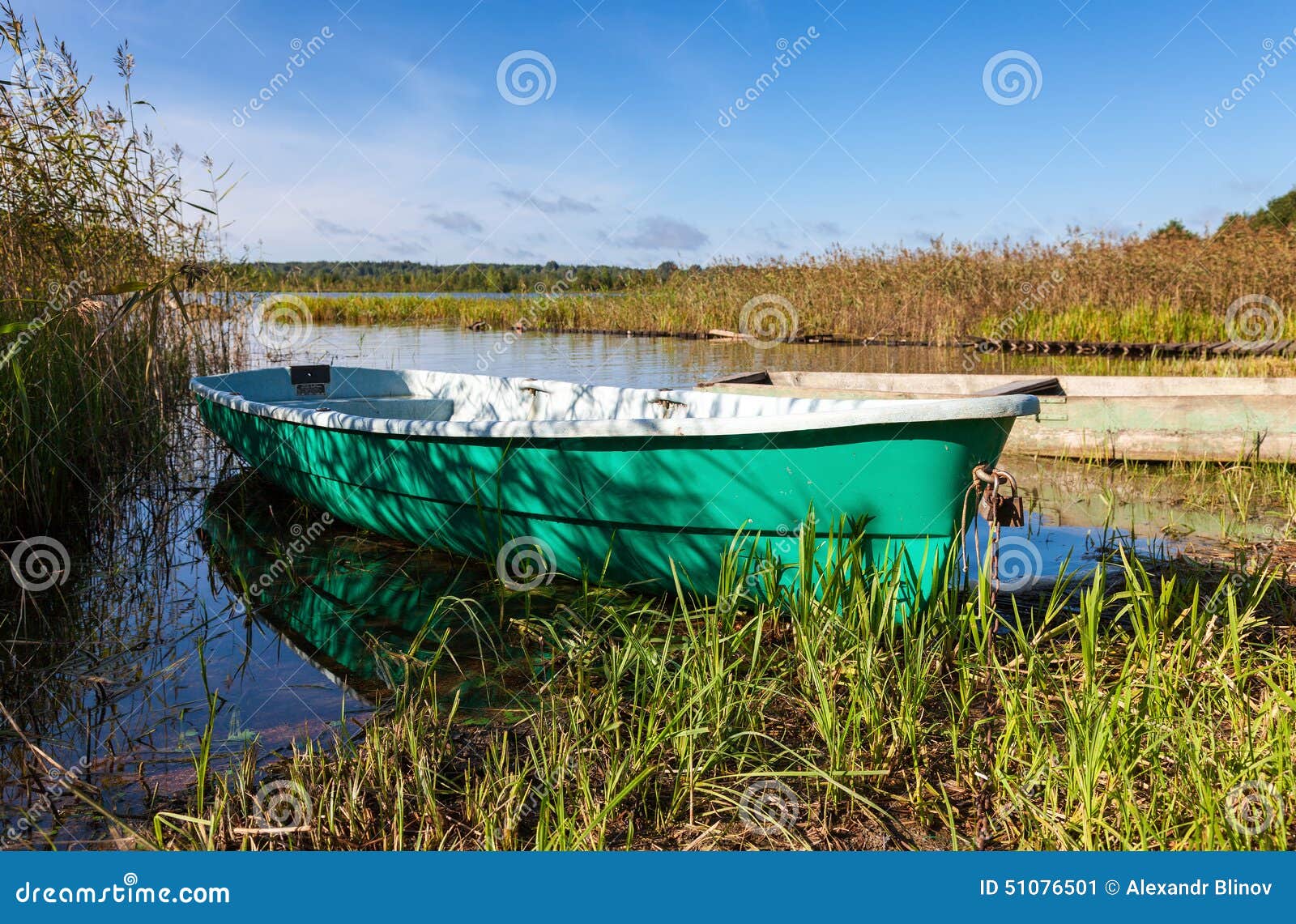 Fishing boats at the lake stock image. Image of nature - 51076501