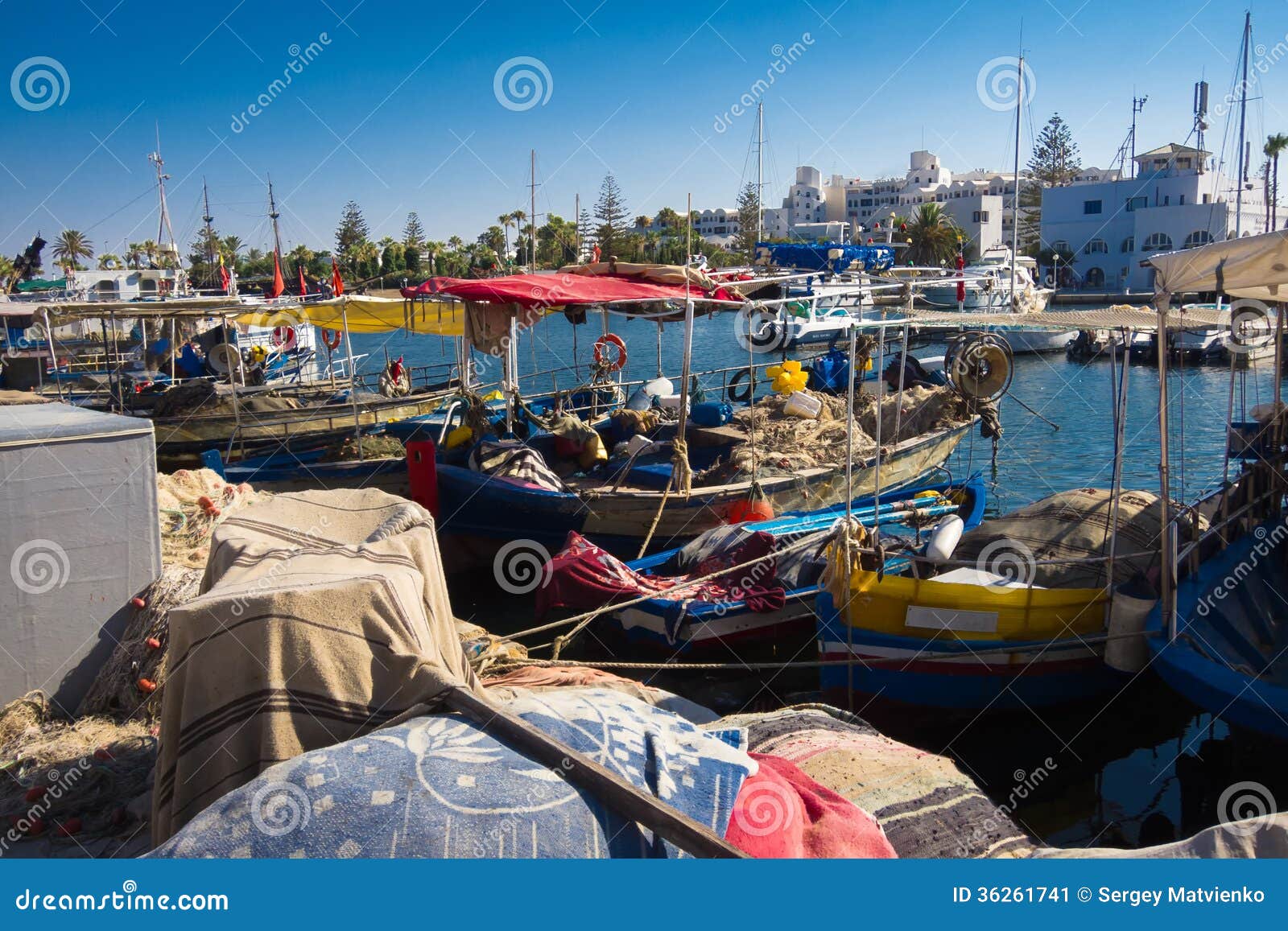 Fishing boats in the port stock image. Image of stationary - 36261741