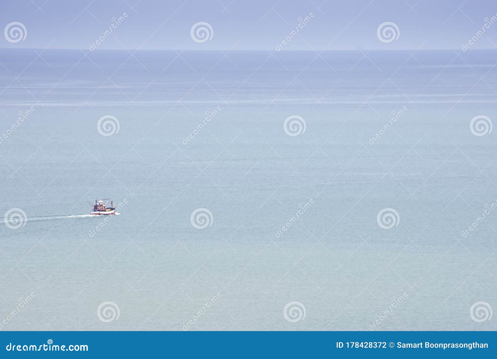Fishing Boats Sailing in the Sea without Waves Stock Photo - Image of ...