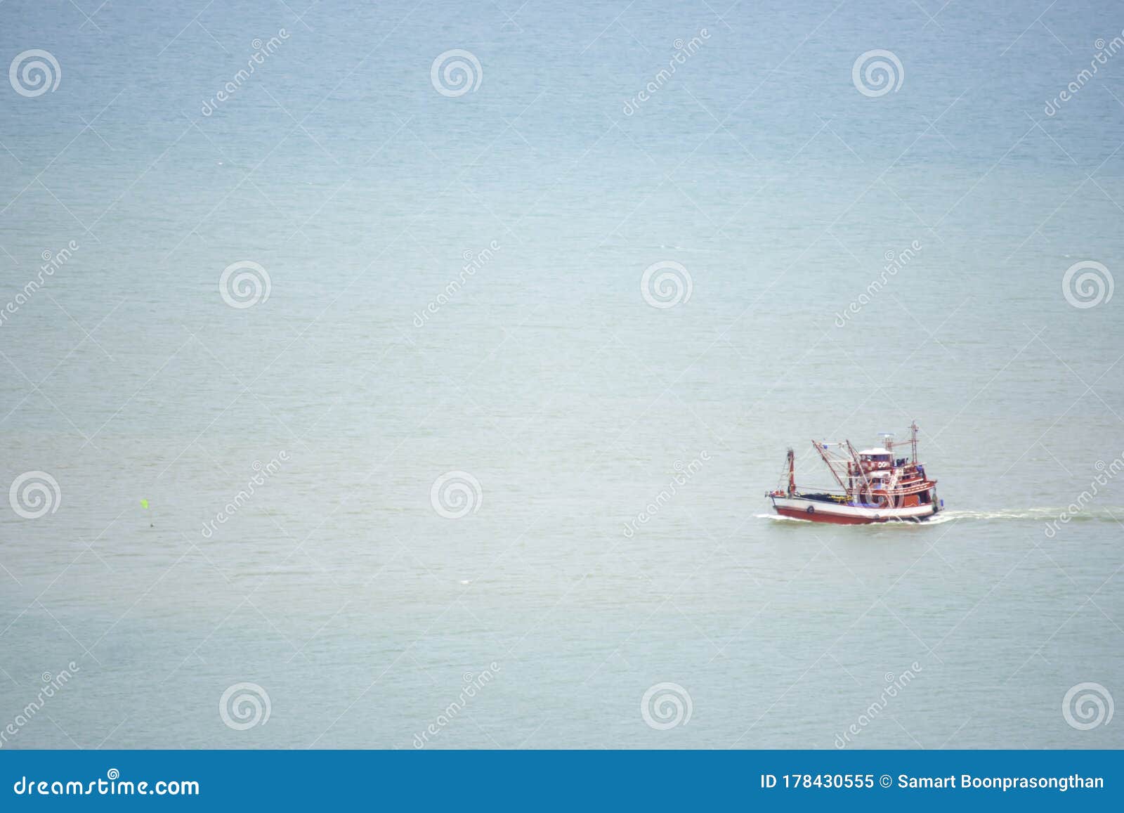 Fishing Boats Sailing in the Sea without Waves Stock Image - Image of ...
