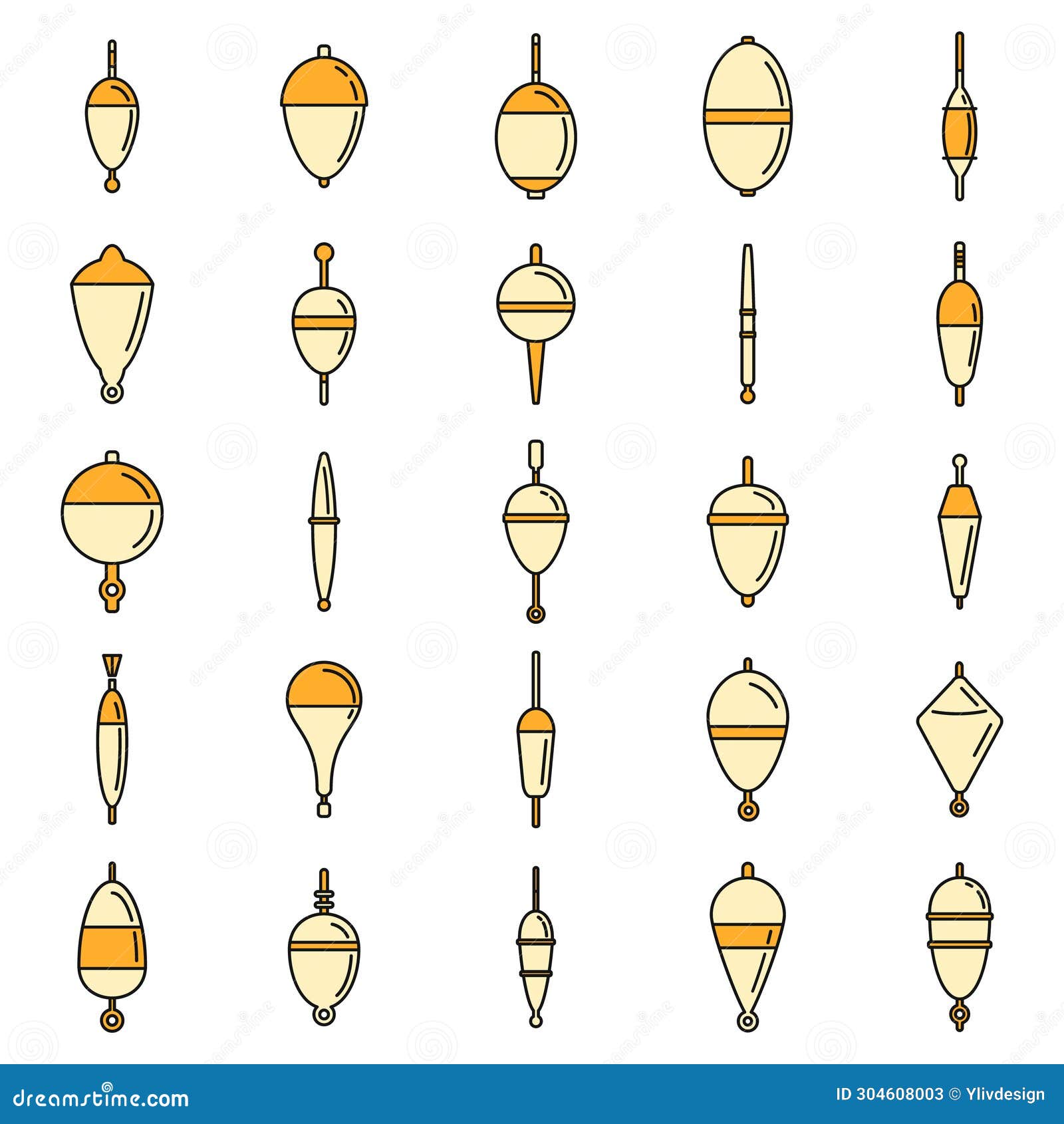 Fishing Bobber Icons Set Vector Color Line Stock Illustration ...