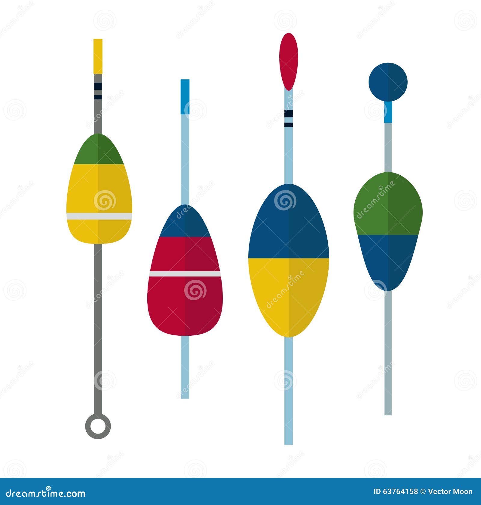 Fishing Bobbers Flat Icons Vector Illustration Stock Vector ...