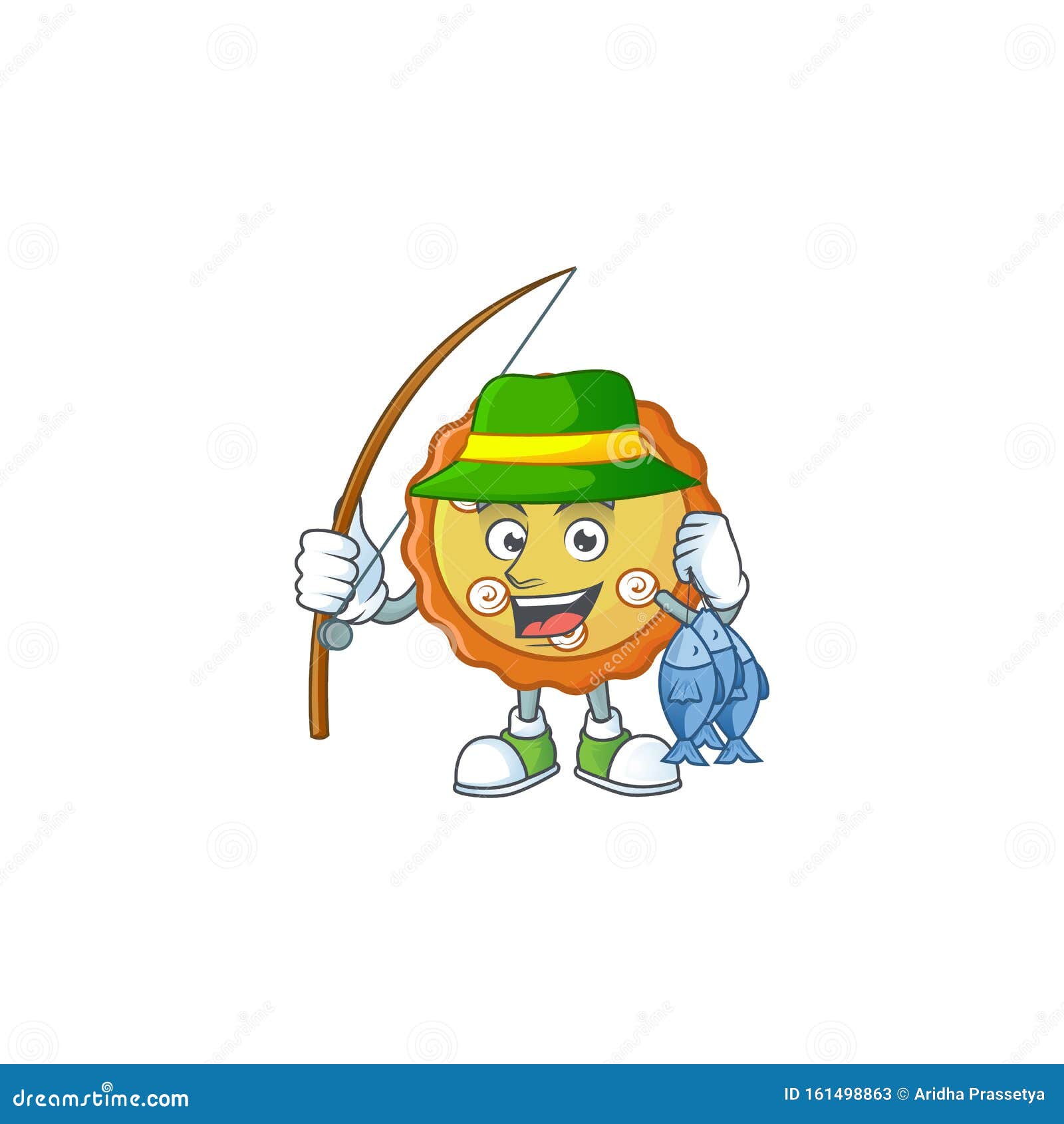 Fishing Cake Apple Pie Cartoon Character Shape Stock Vector ...