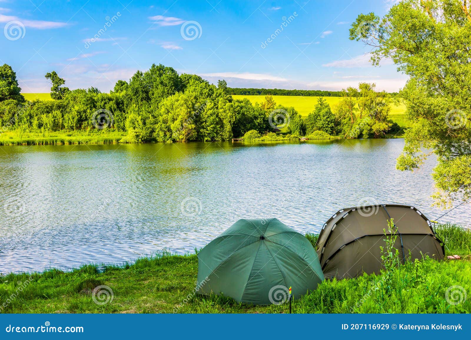 Fishing camp on river stock image. Image of summer, campground - 207116929