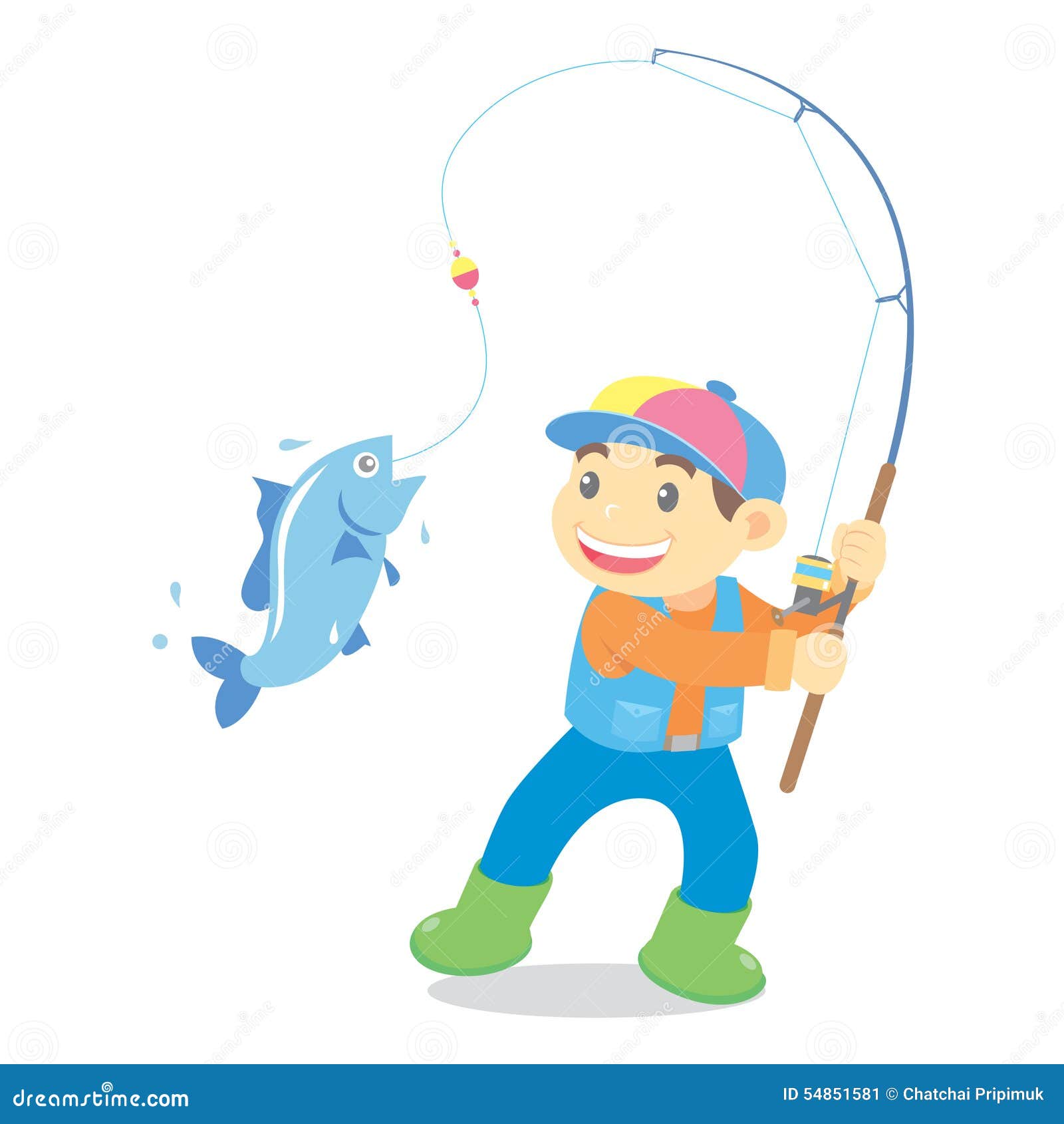 Fishing cartoon stock vector. Illustration of happy, cartoon - 54851581