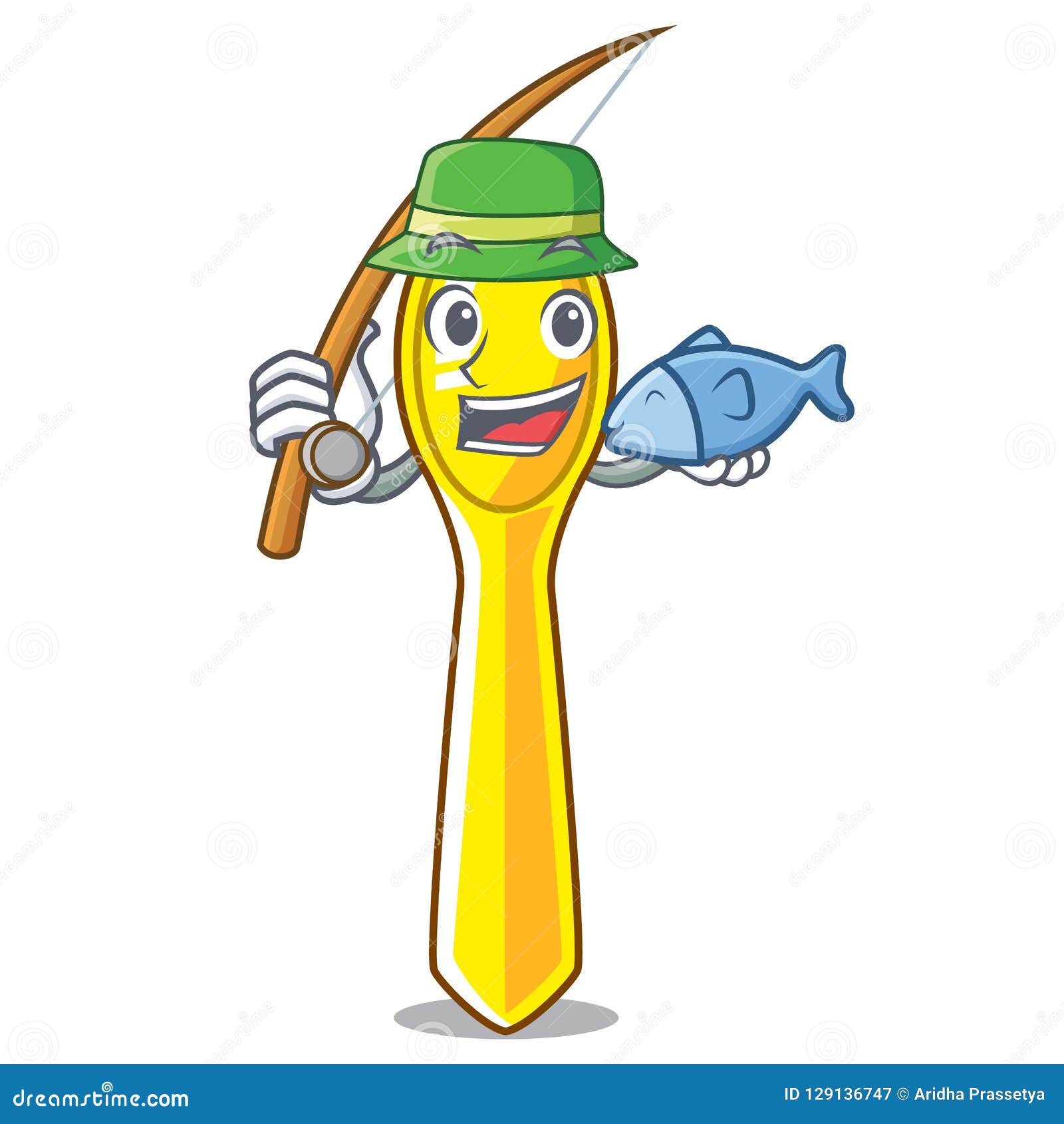 Fishing Cartoon Plastic Spoon on the Plate Stock Vector - Illustration ...