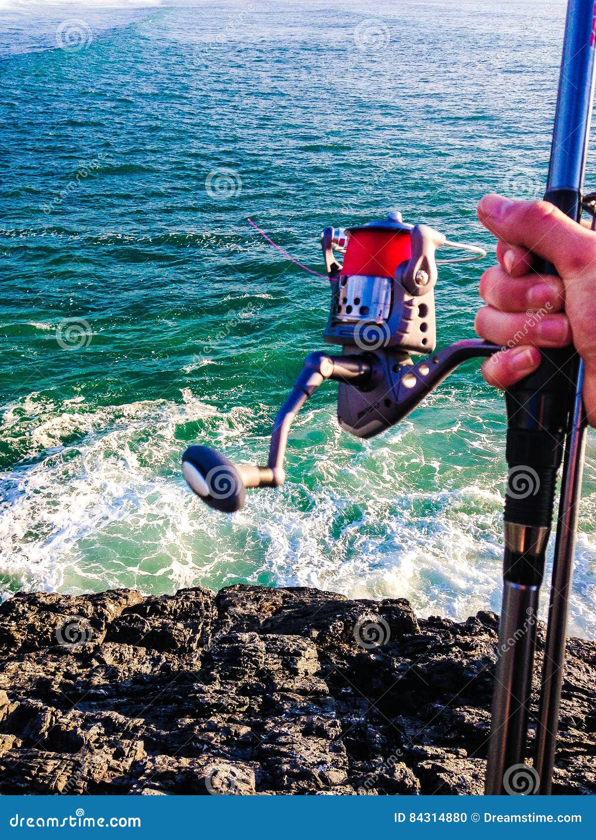 Fishing from the cliffs stock photo. Image of pole, coarse - 84314880