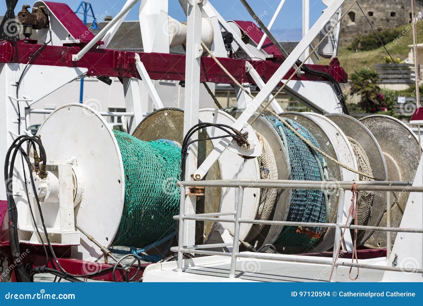 Fishing Colorful Net on Boat Stock Photo - Image of fishery, catch ...
