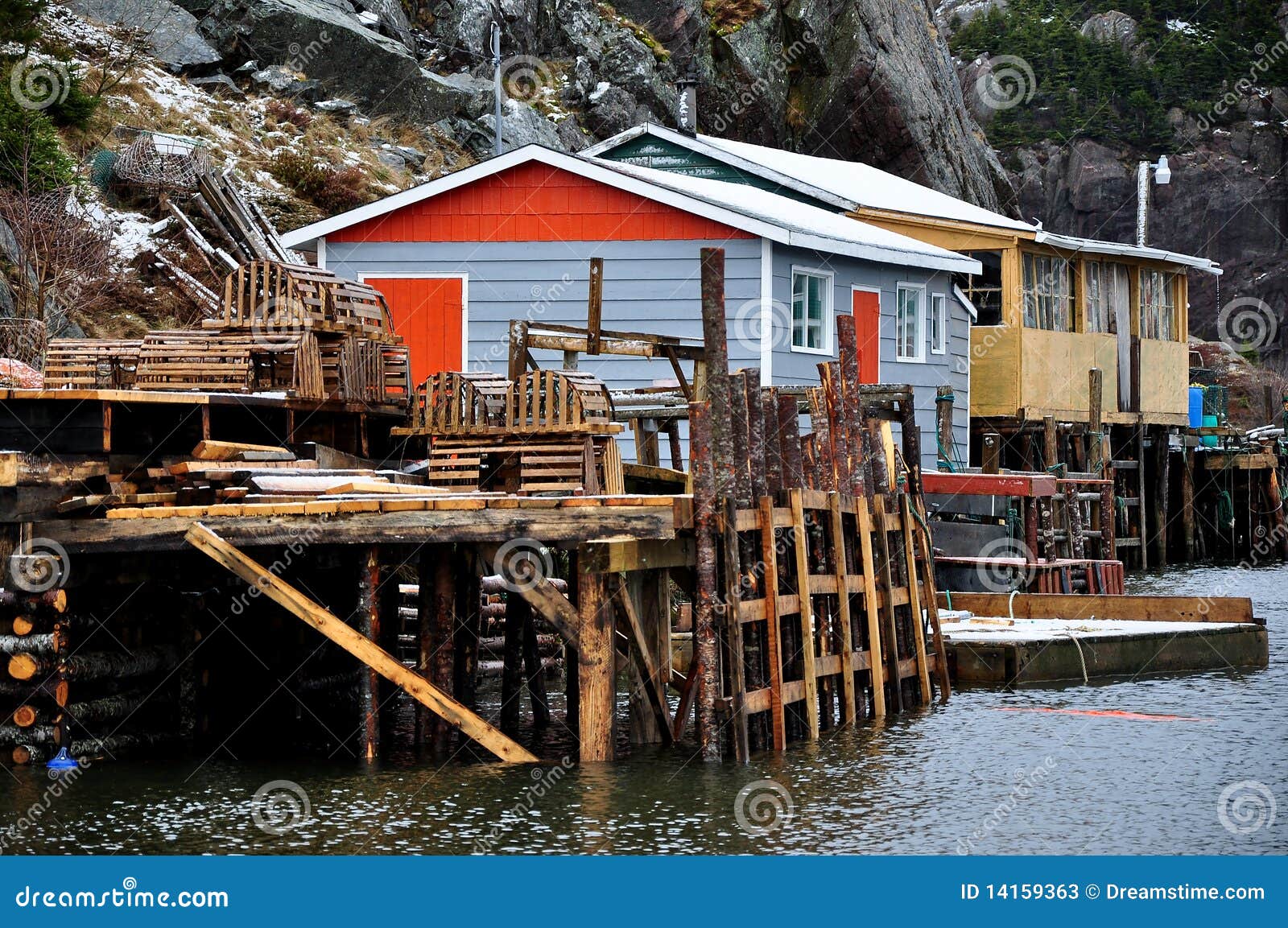 Fishing dock and buildings stock image. Image of harbor - 14159363