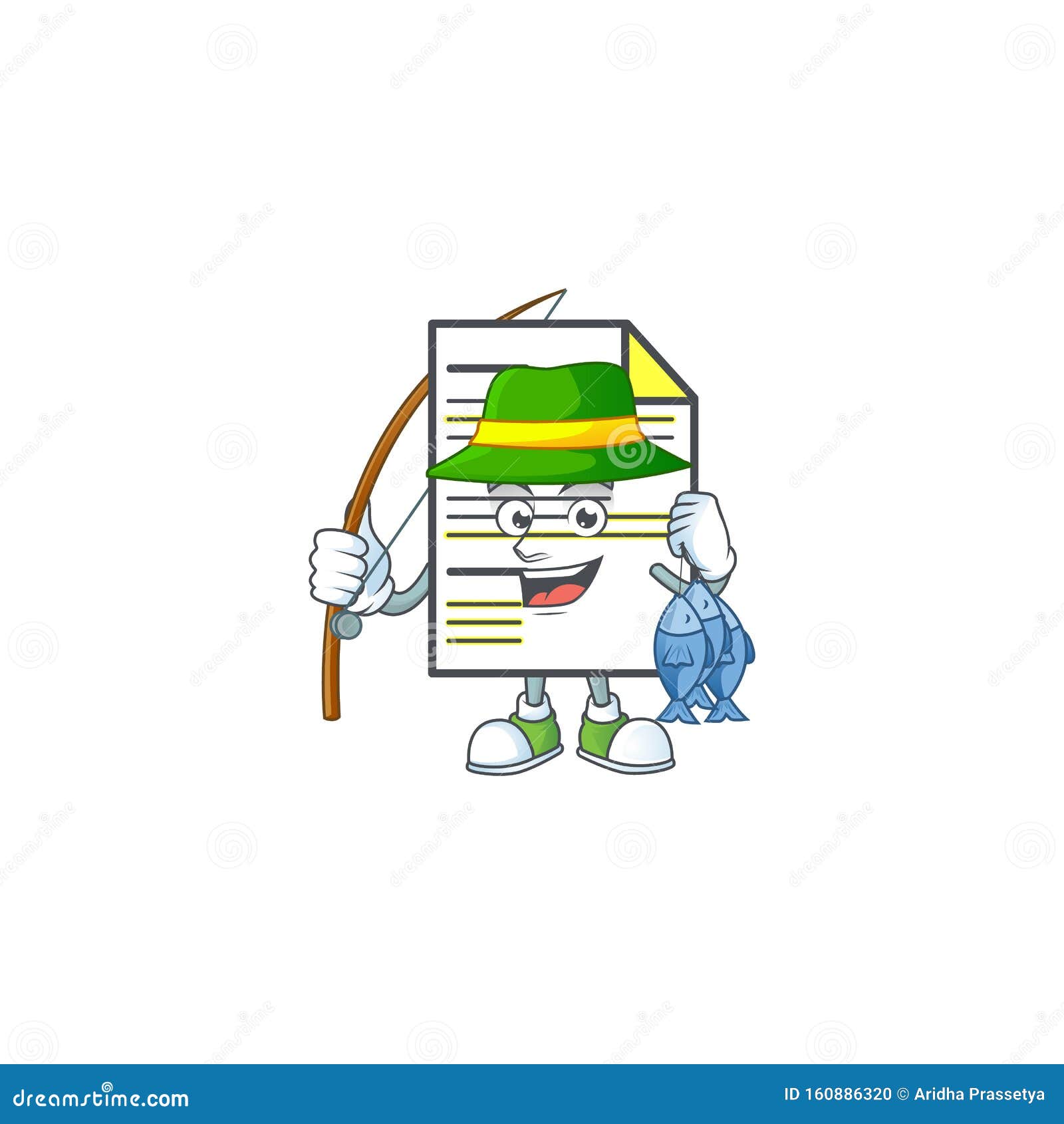 Fishing Document Template with Cartoon Character Shape Stock Vector ...