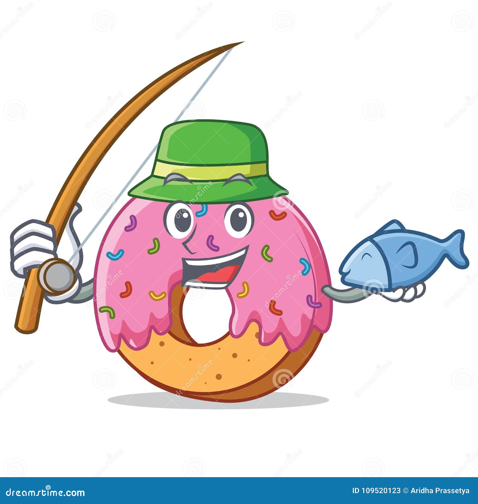 Fishing Donut Mascot Cartoon Style Stock Vector - Illustration of ...
