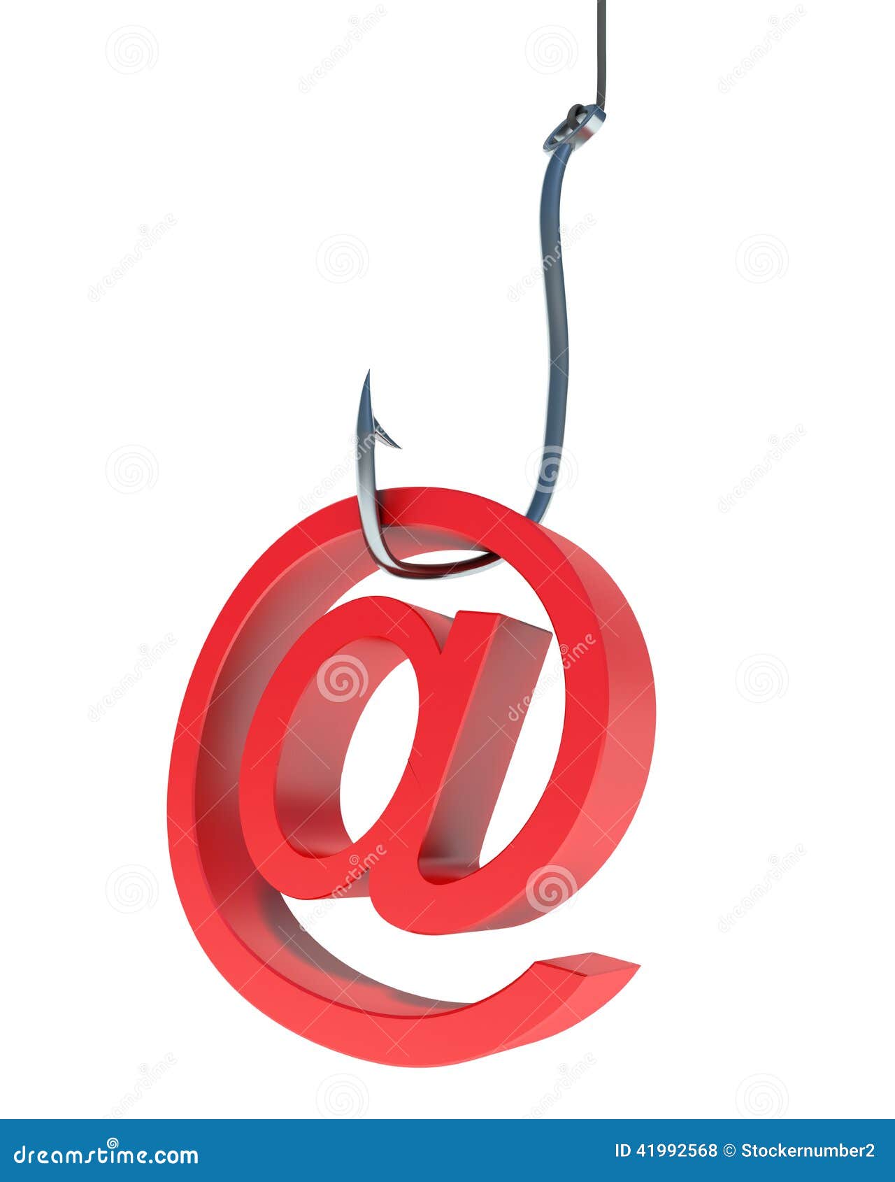 Fishing E-mail. Hook and Sign on White Isolated Background Stock ...
