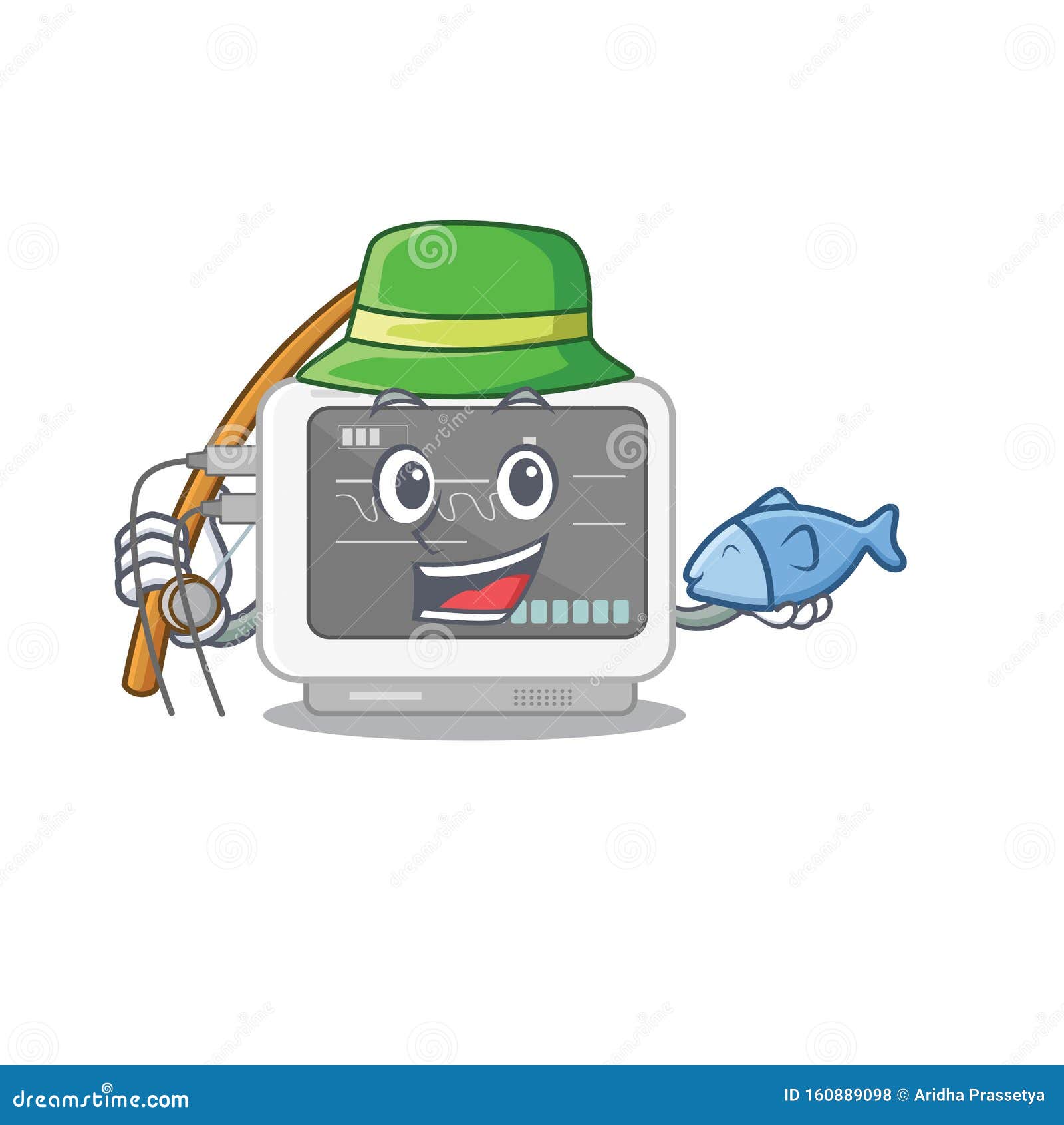 Fishing Ecg Machine Isolated in the Character Stock Vector ...