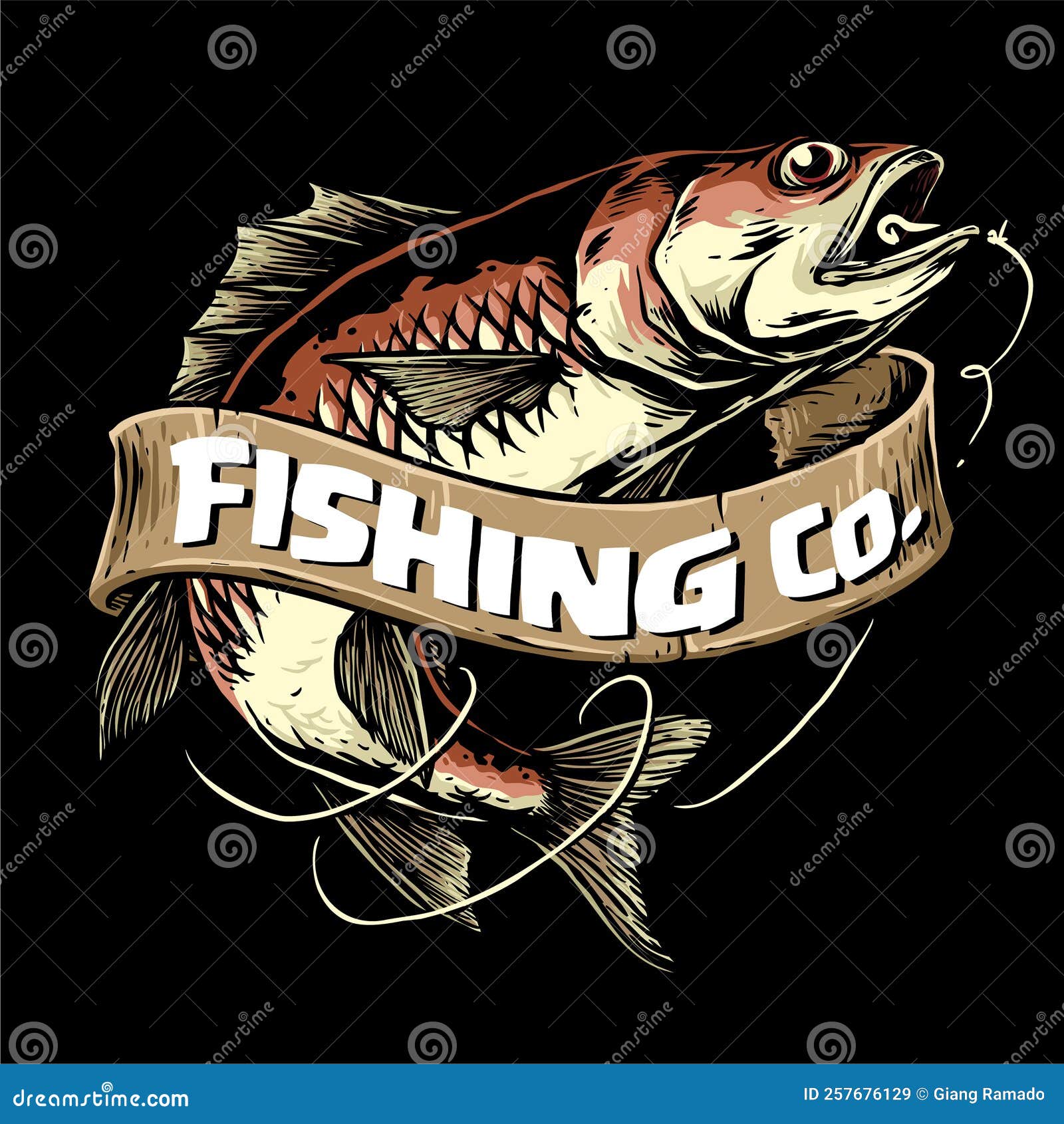 Fishing Emblem Retro Badge Vector Illustration Stock Illustration ...