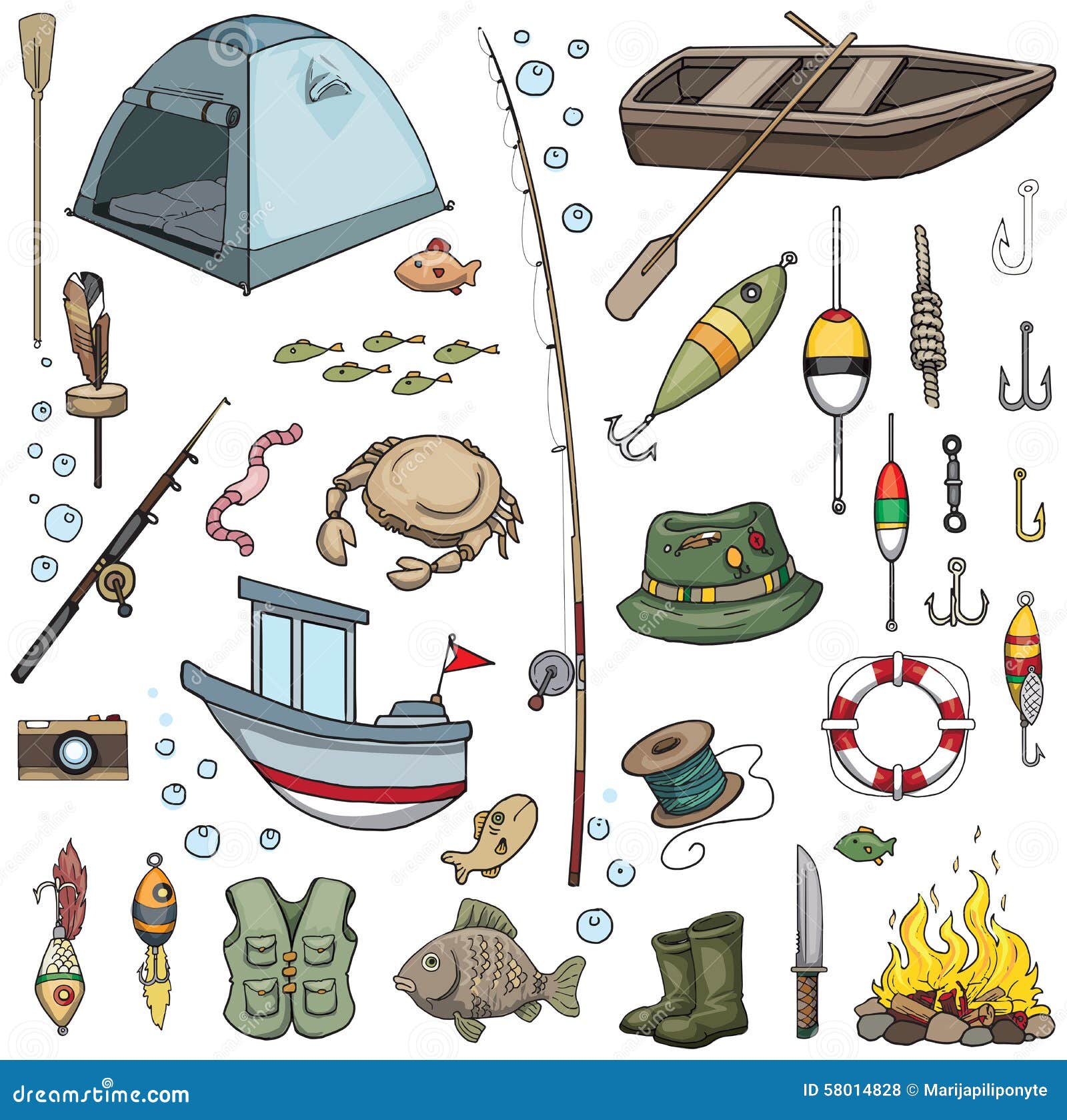 Fishing equipment stock vector. Illustration of catch - 58014828