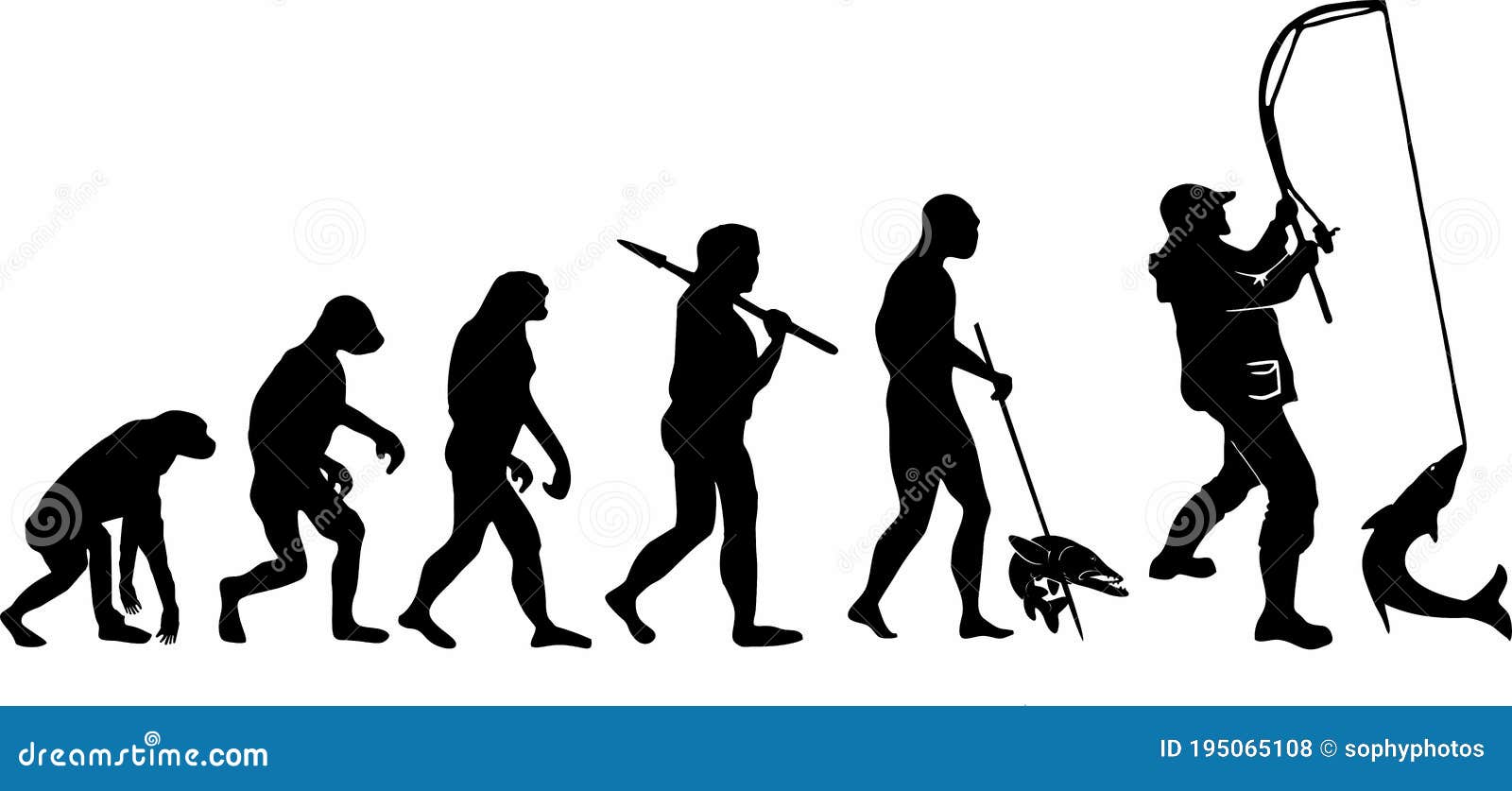 Fishing - the Evolution of Fishing. Stock Illustration - Illustration ...