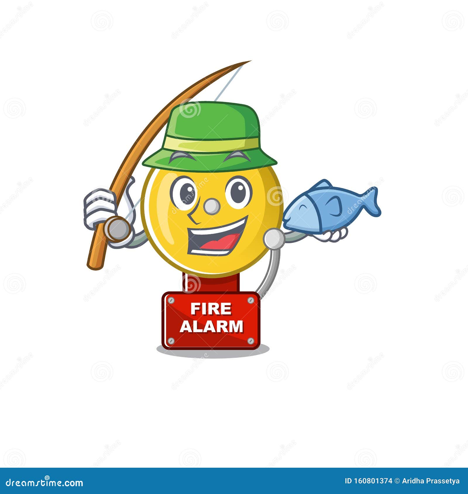 Fishing Fire Extinguisher Mascot Cartoon Vector Illustration ...