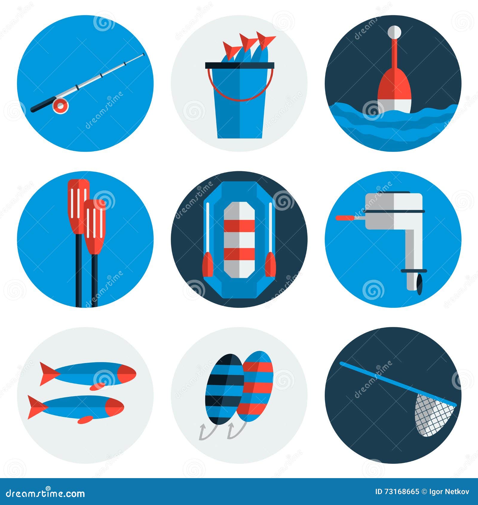 Fishing flat icons stock vector. Illustration of challenge - 73168665