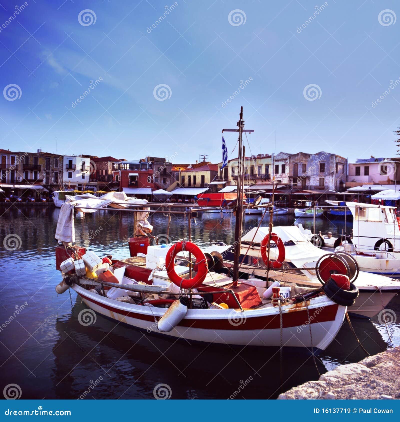 Fishing Fleet in Greek Harbour Stock Image - Image of peaceful, moored ...