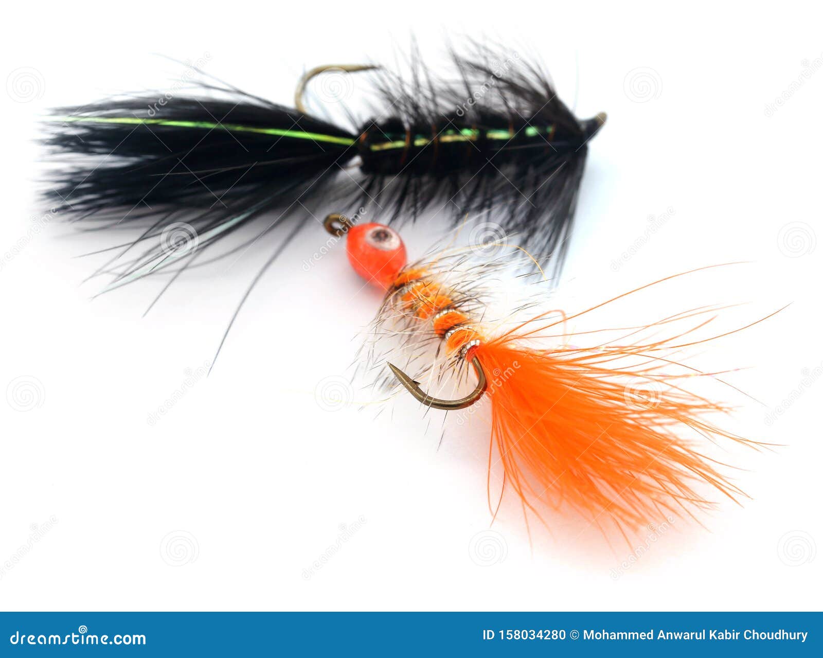 Fishing Flies of Diffrent Colors Stock Photo - Image of black, bait ...