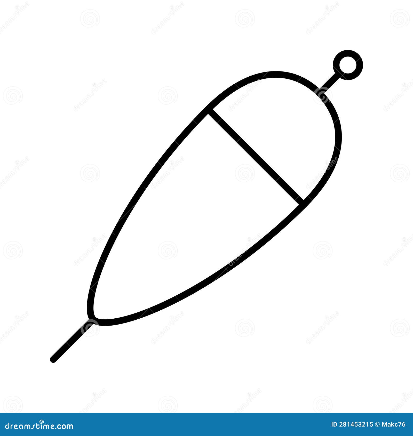 Float Icon. Black Bobber Symbol. Fishing Equipment Cartoon Vector ...