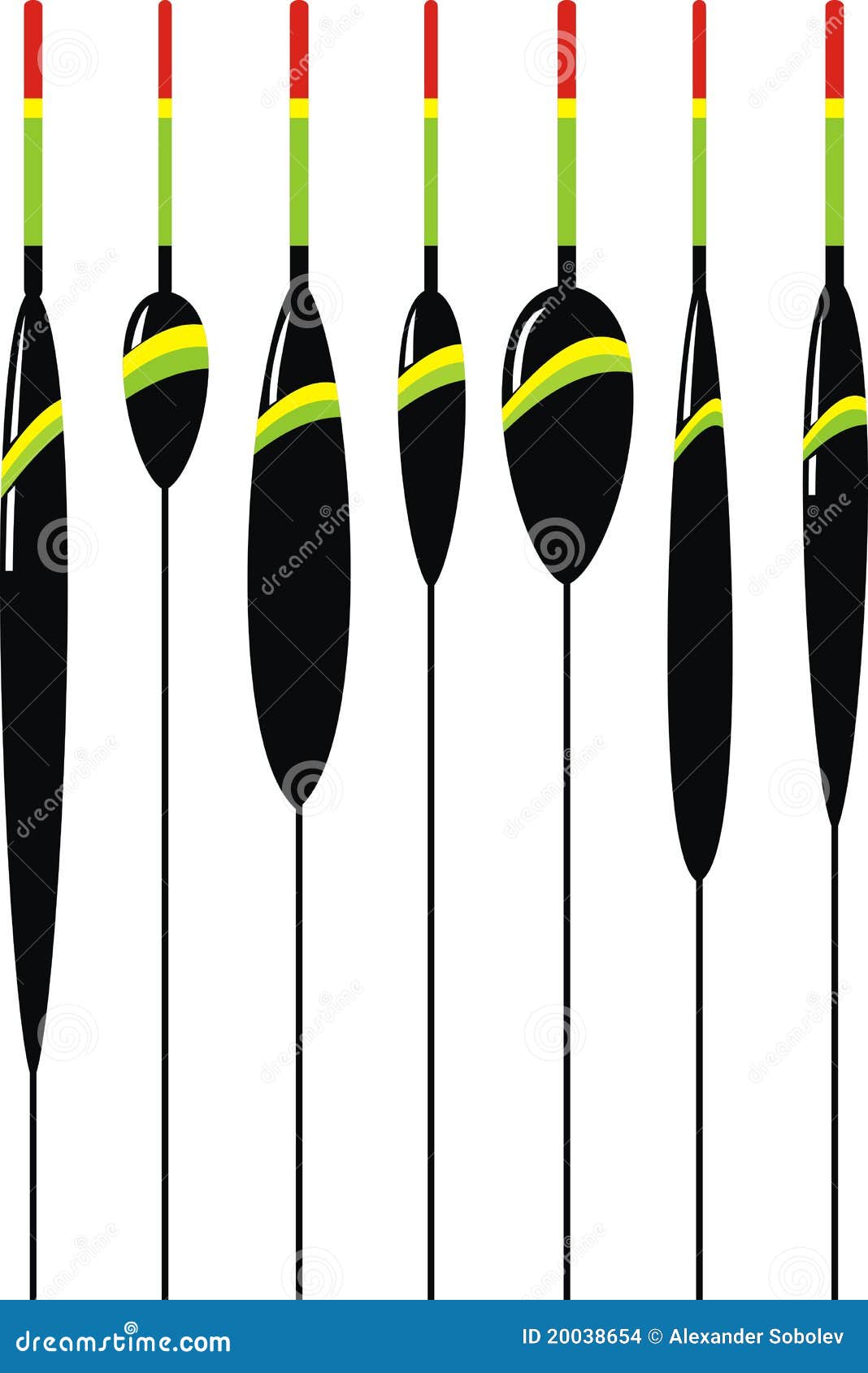 Set Of Fishing Floats Isolated On A White Background. Color Line Art ...