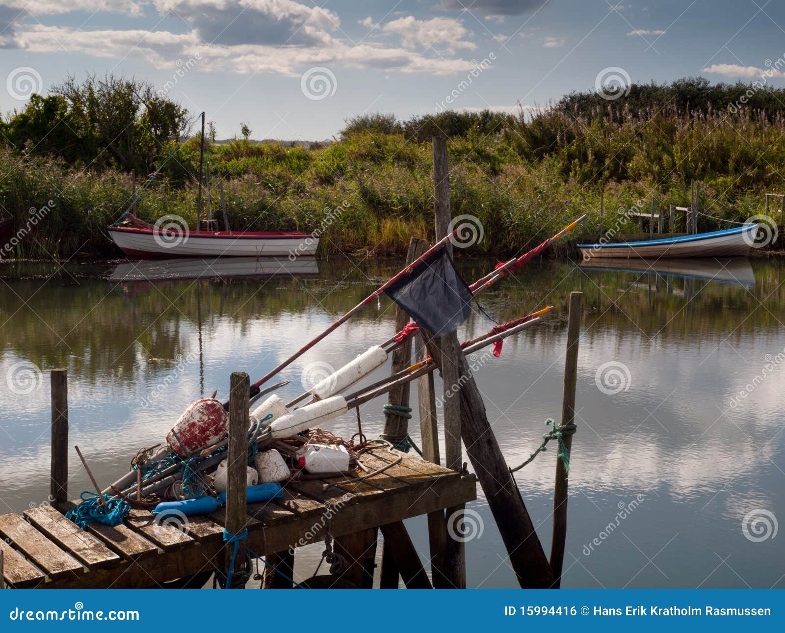 Fishing gear on pier stock photo. Image of gear, denmark - 15994416