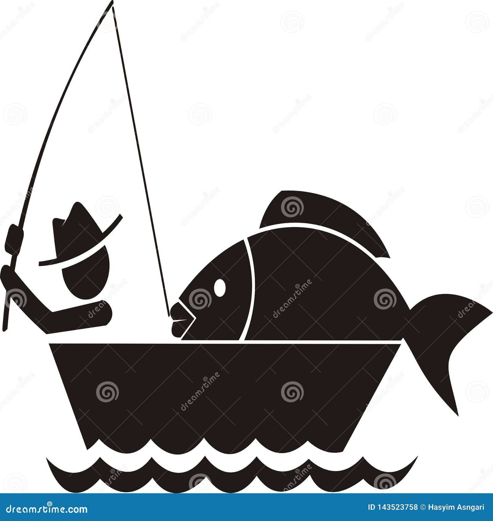 Fishing Gets Big Fish Icon Vector Stock Illustration - Illustration of ...