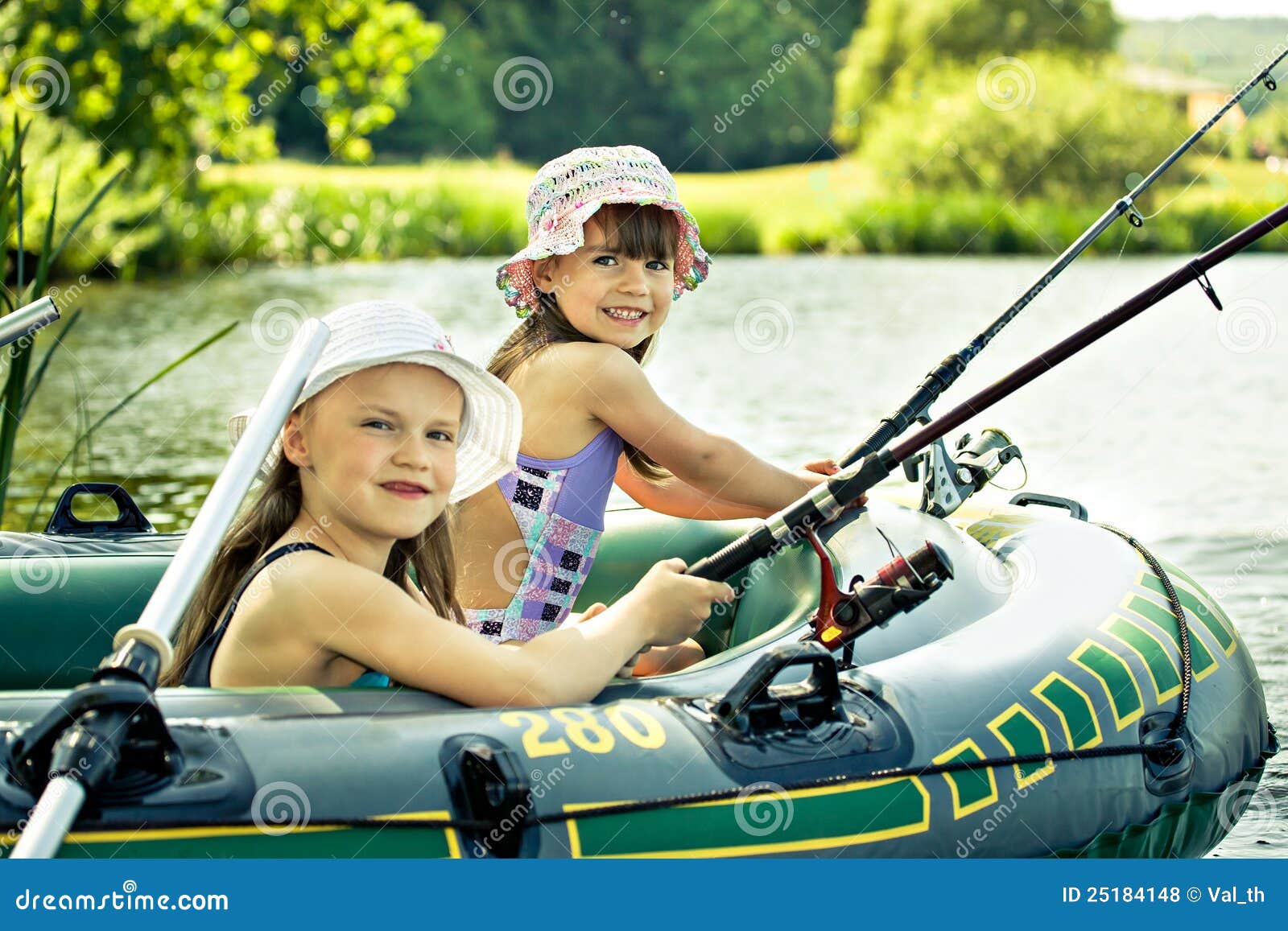 Fishing girls stock photo. Image of fisherman, lakes - 25184148
