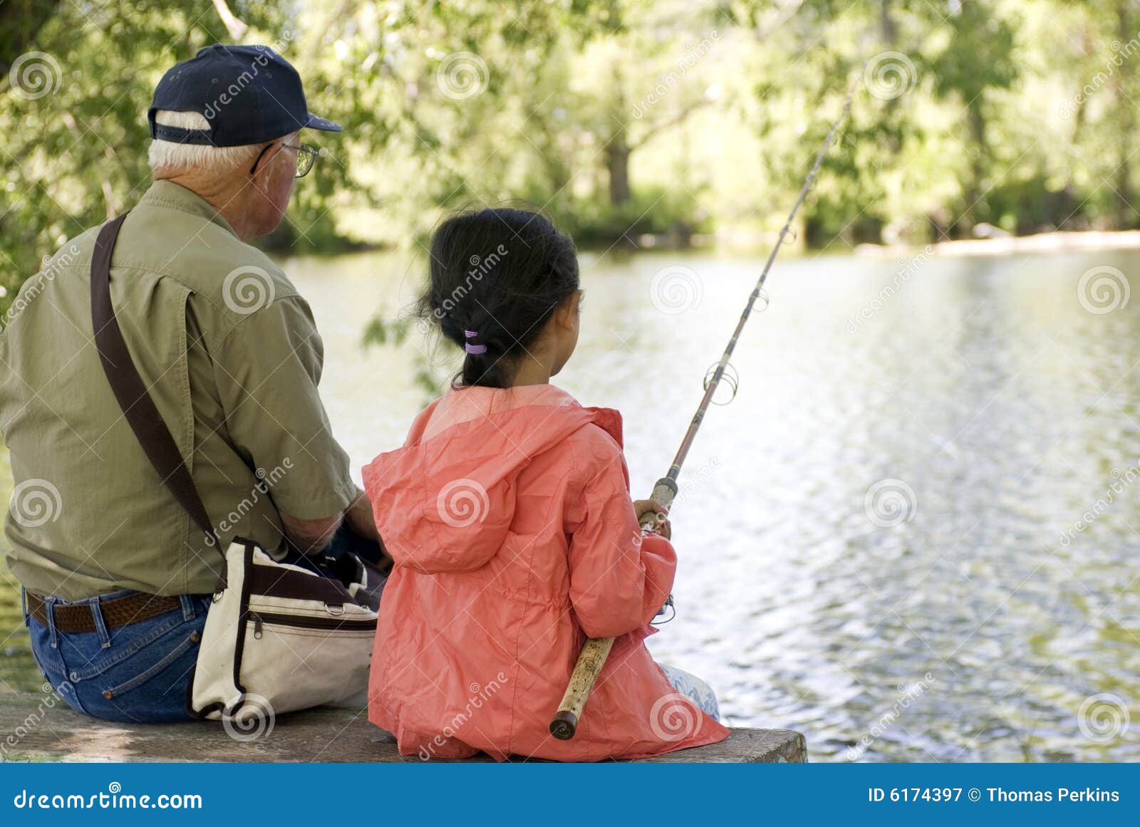 Fishing with Grandpa stock image. Image of children, grandkids - 6174397