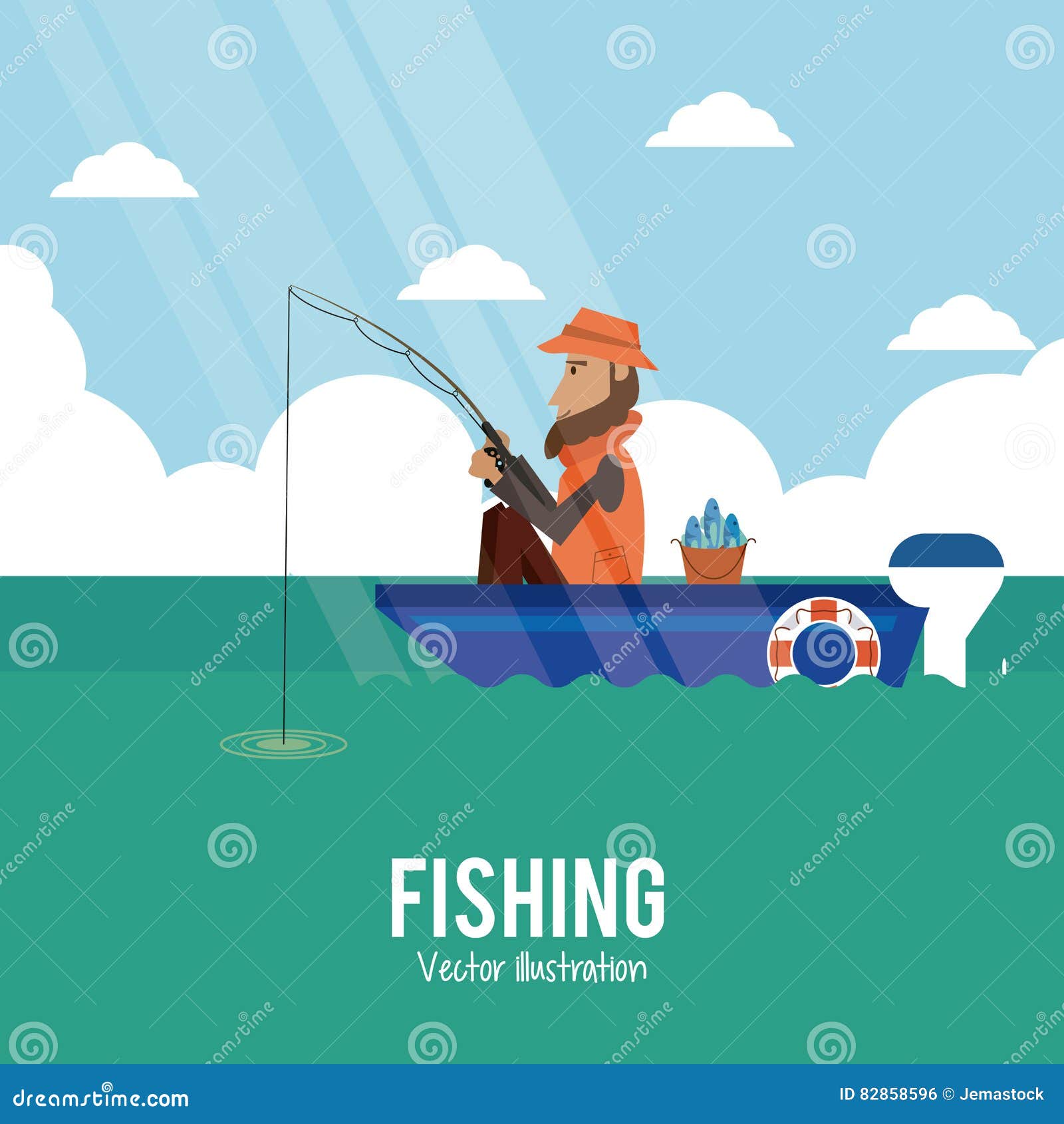 Fishing graphic design stock vector. Illustration of hobby - 82858596