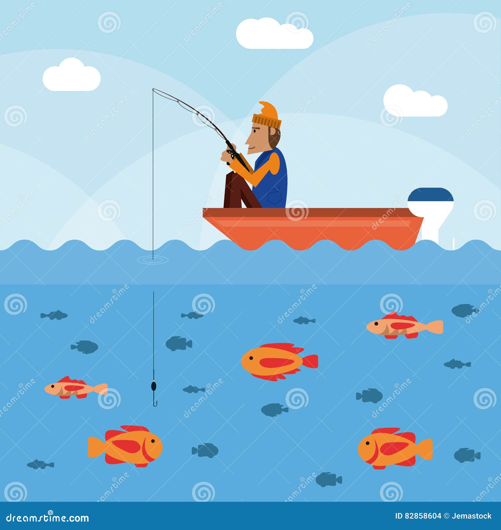 Fishing graphic design stock vector. Illustration of nature - 82858604