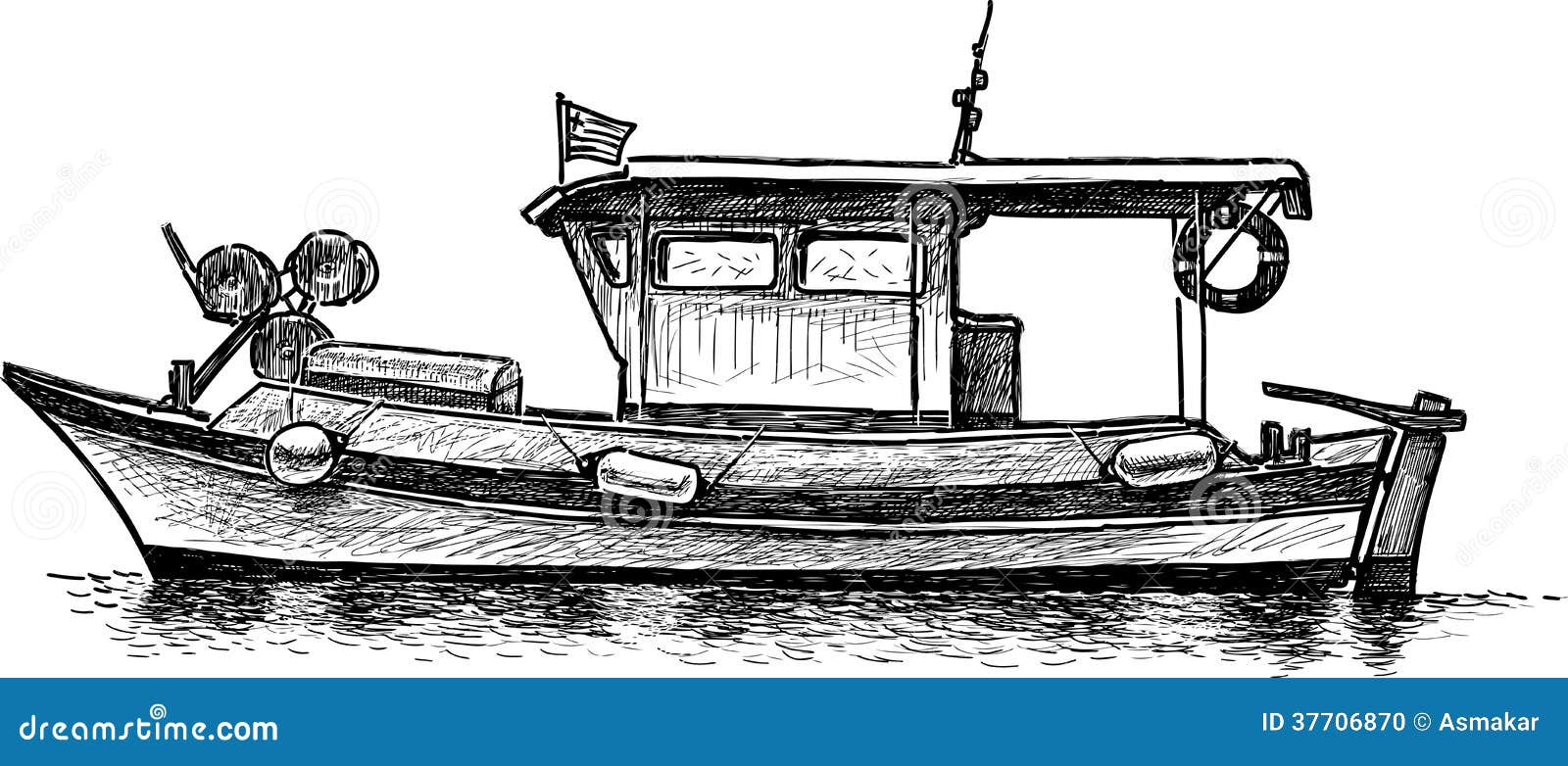 Fishing greek boat stock illustration. Illustration of transportation ...