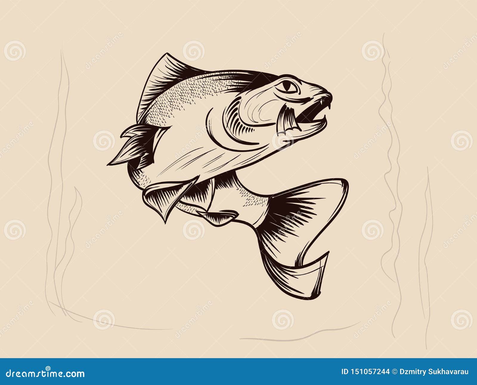 Fishing. Hand Drawn Vector Fish. Sketch Fish Stock Vector ...