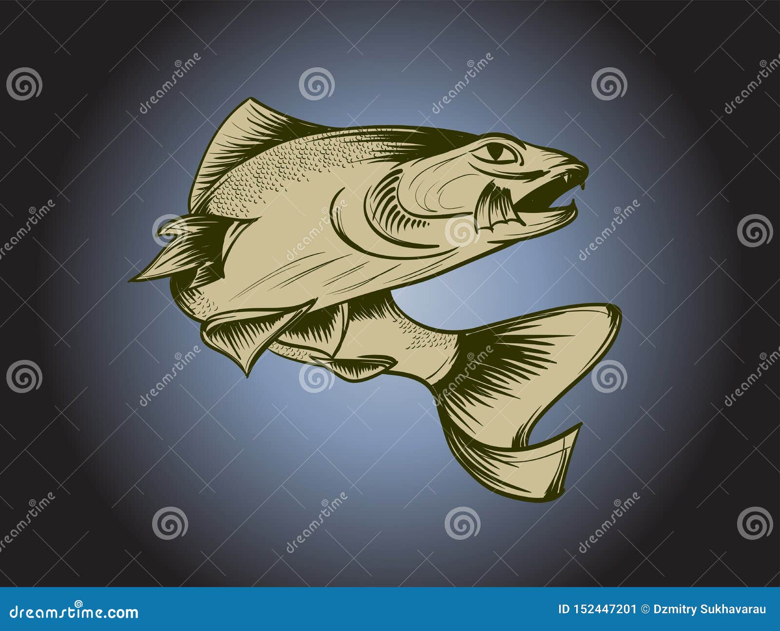 Fishing. Hand Drawn Vector Fish. Sketch Fish Stock Vector ...