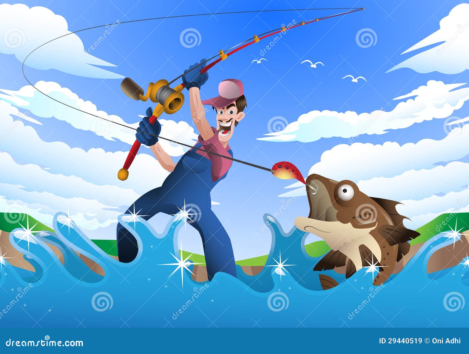 Fishing hobby stock illustration. Illustration of cloud - 29440519