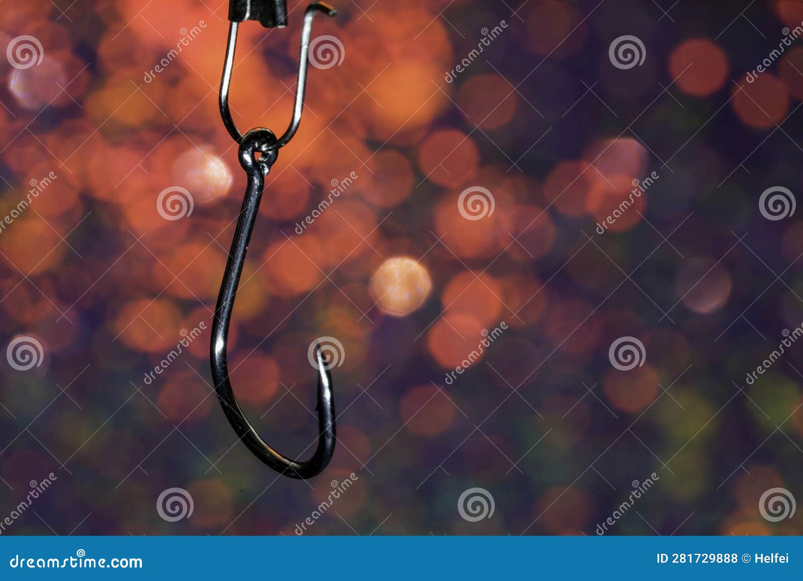 Fishing Hook on a Background of Blue and White Stock Photo - Image of ...