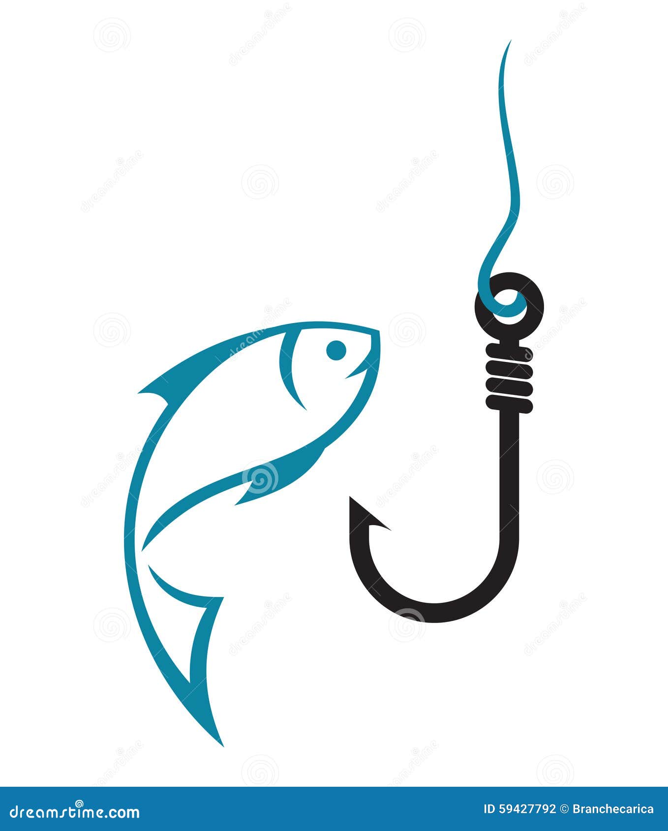 Fishing hook and fish stock vector. Illustration of fisherman - 59427792